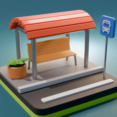 Stylized Bus Stops - 3D Model by omarartdz