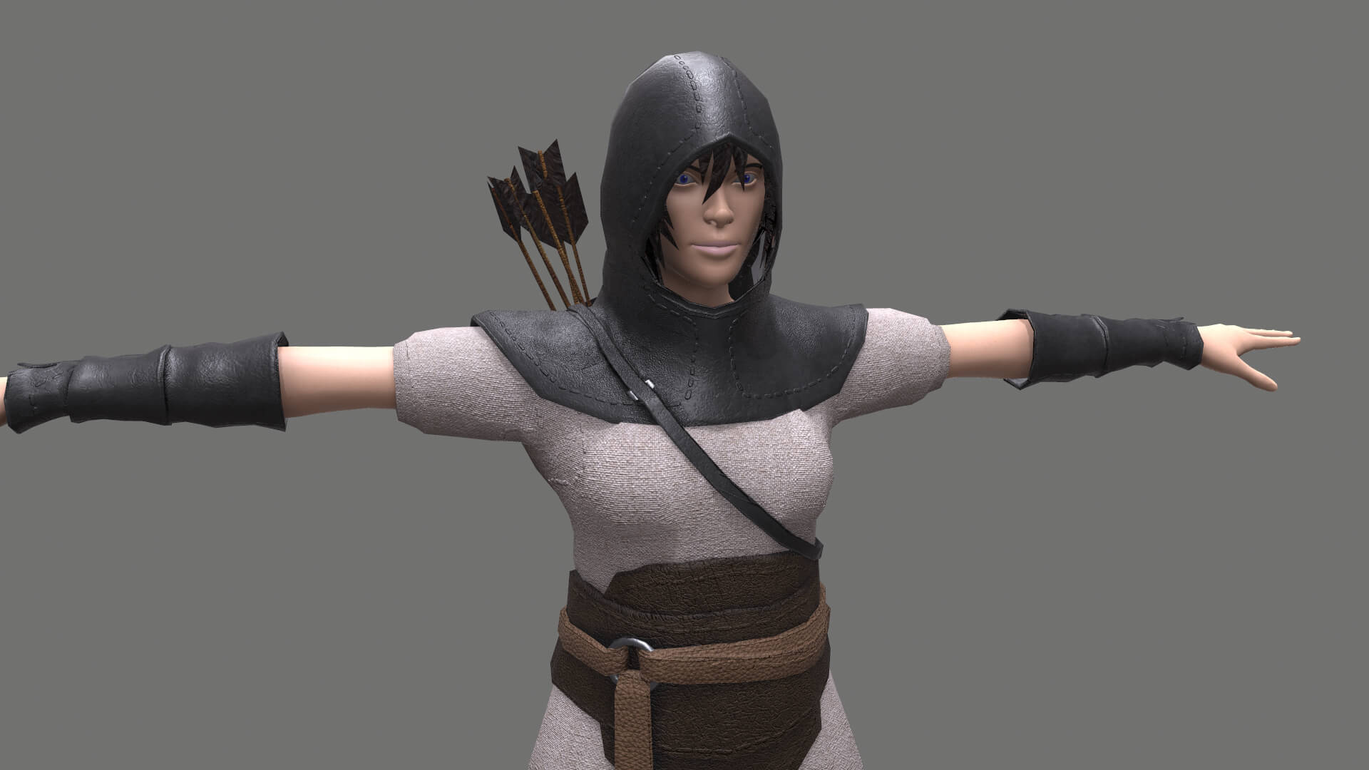 Archer Girl Low Poly 3D Model by omer kamal