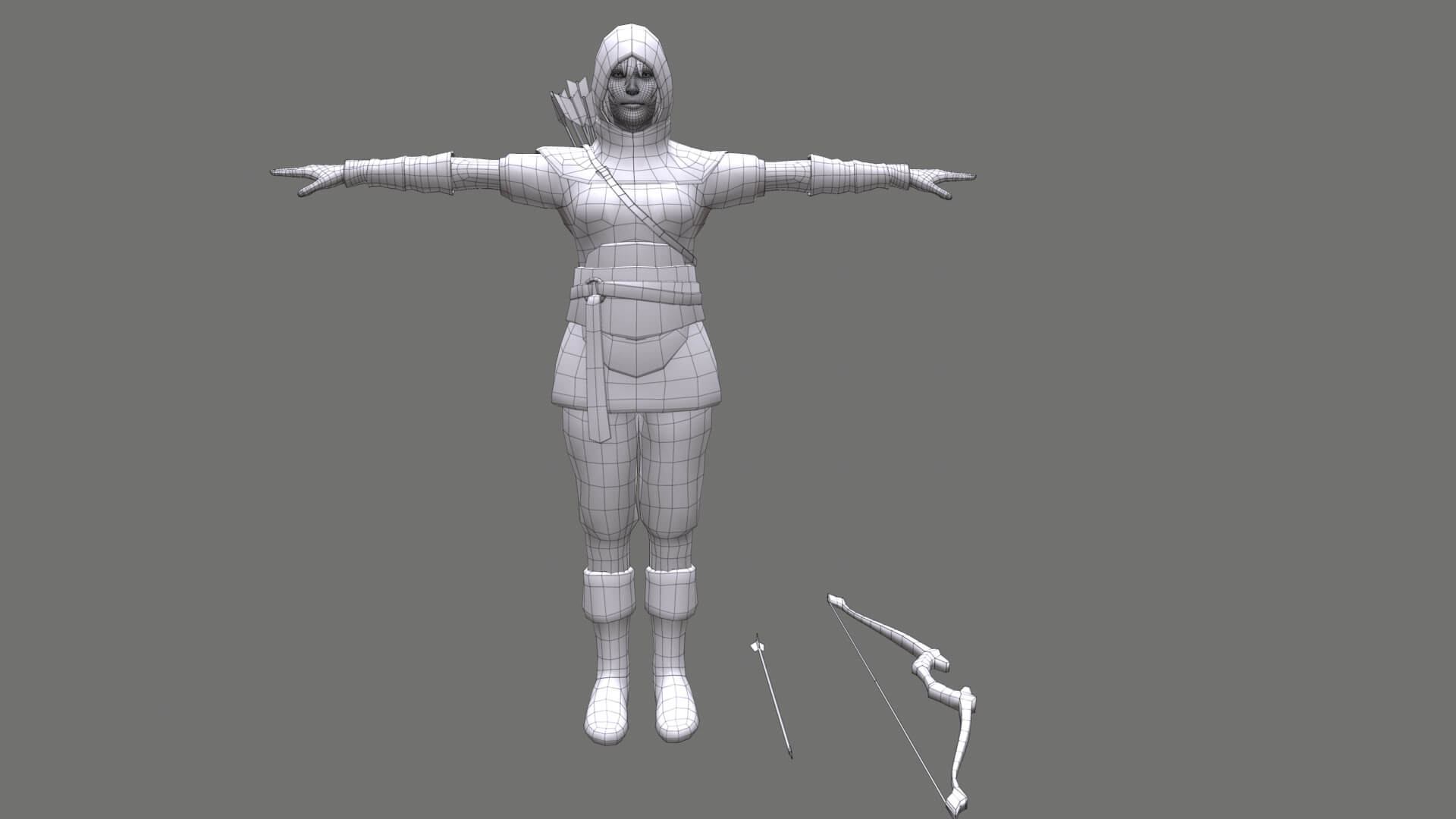 Archer Girl Low Poly 3D Model by omer kamal