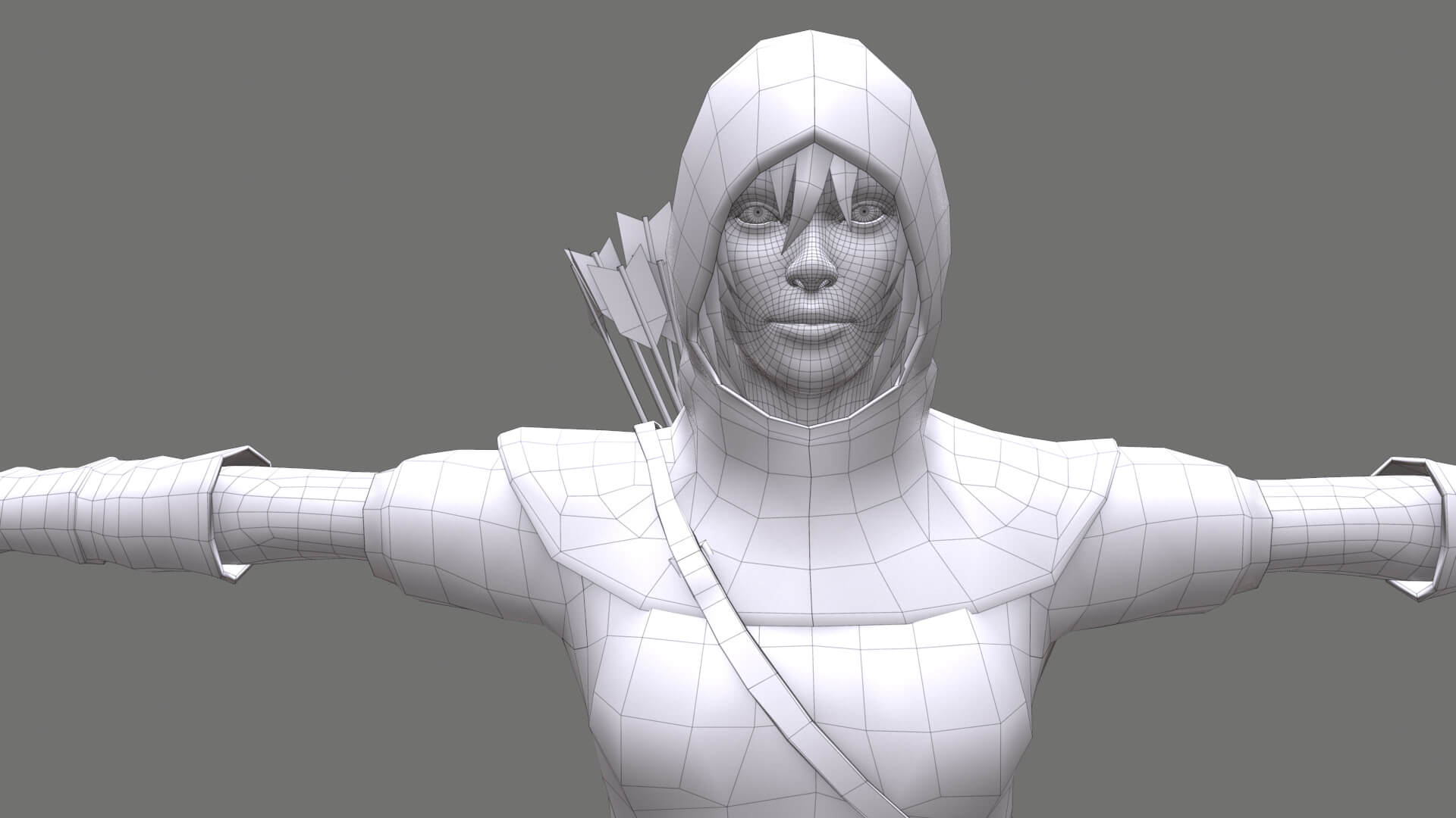 Archer Girl Low Poly 3D Model by omer kamal