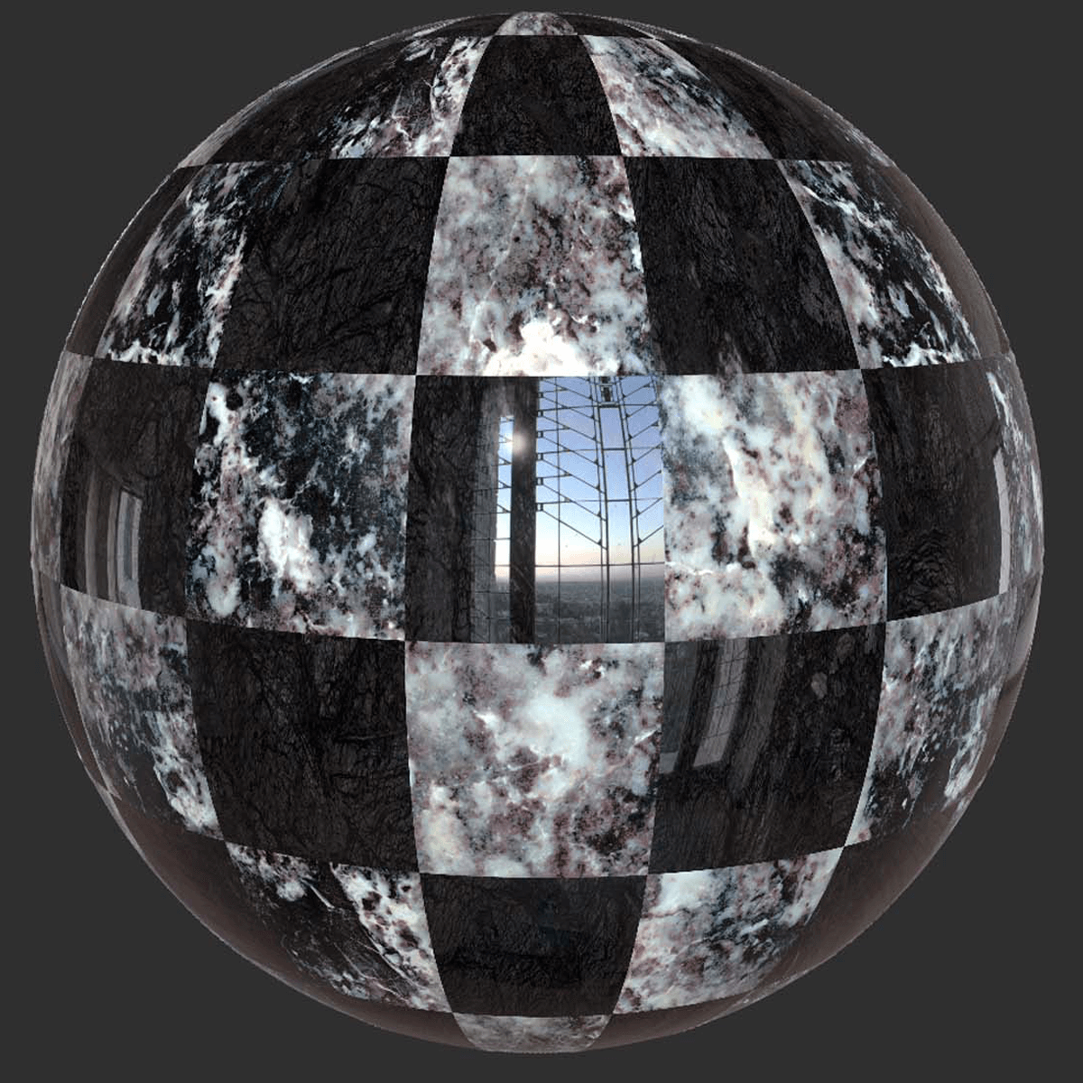 Classic Black and White Marble Checker 4k Pbr Texture 3D Render