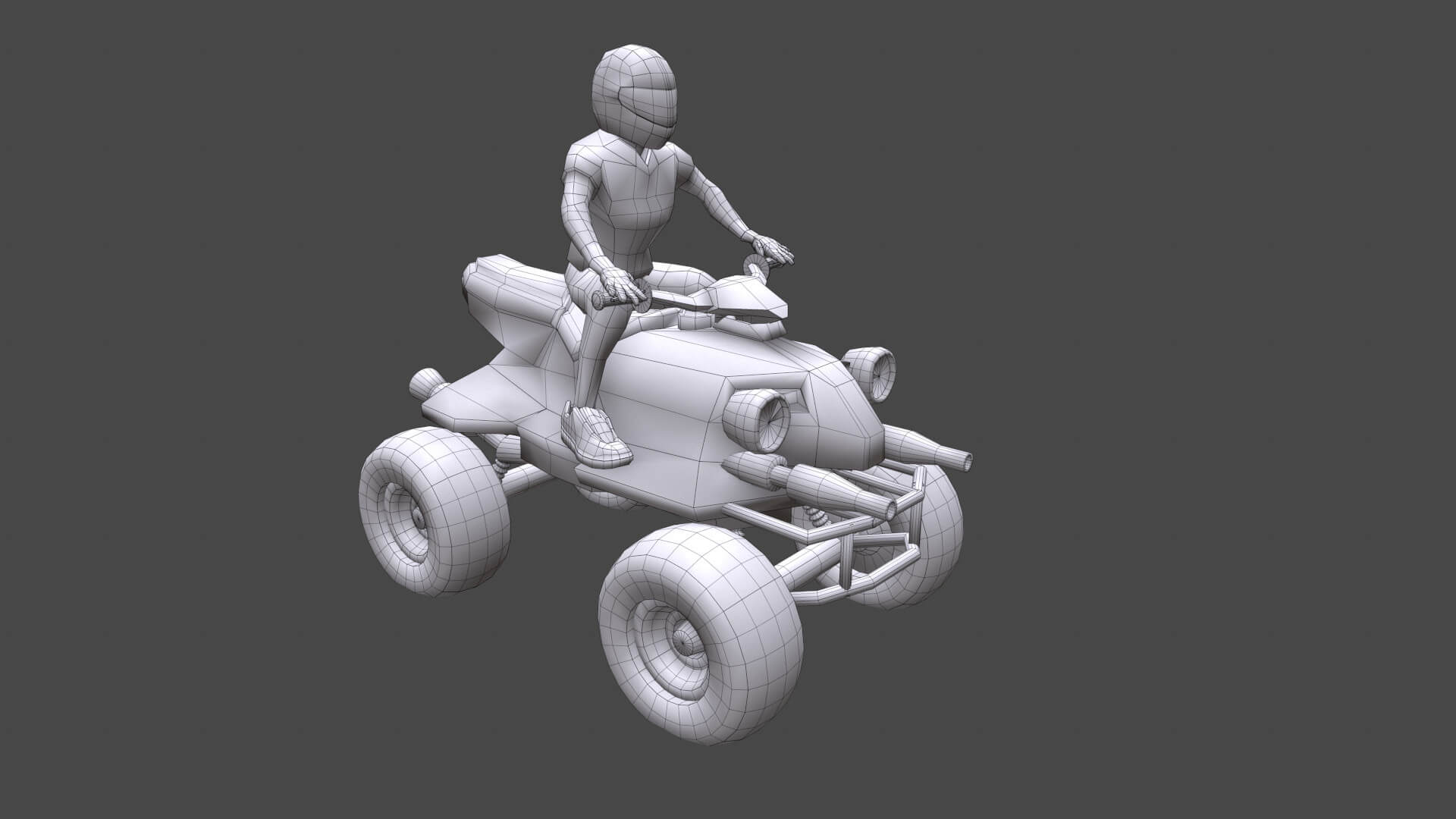 Quad Bike With Rider Low Poly 3D Model by omer kamal