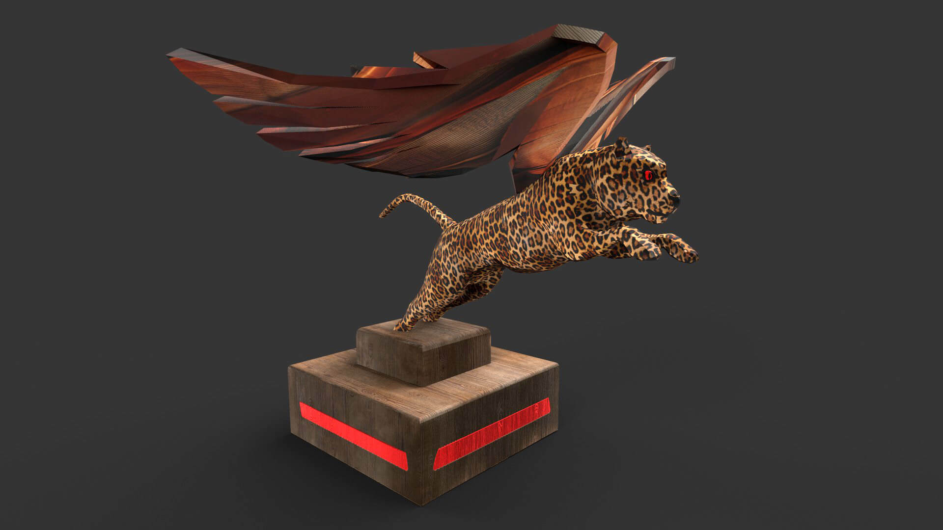 Winged Leopard Statue Low Poly 3D Model by omer kamal