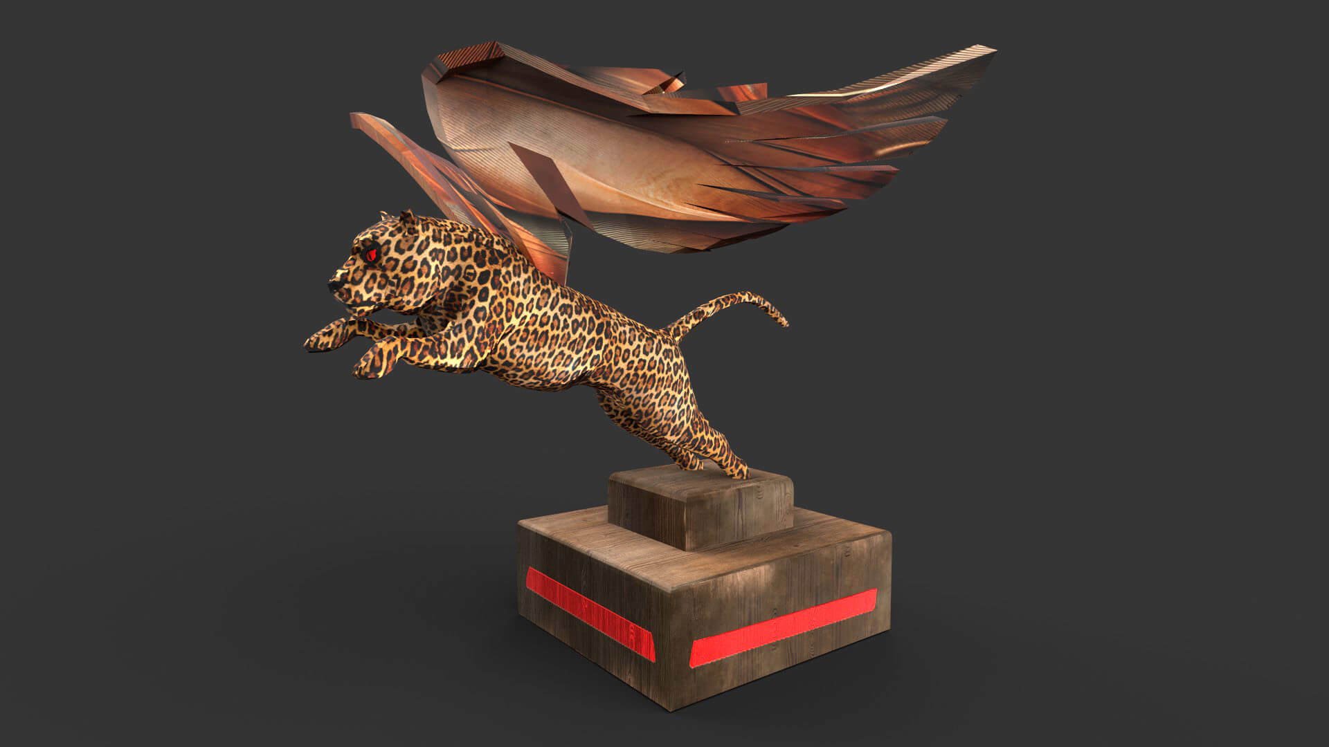 Winged Leopard Statue Low Poly 3D Model by omer kamal