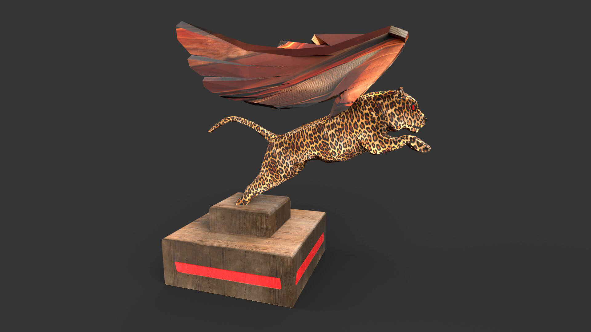 Winged Leopard Statue Low Poly 3D Model by omer kamal