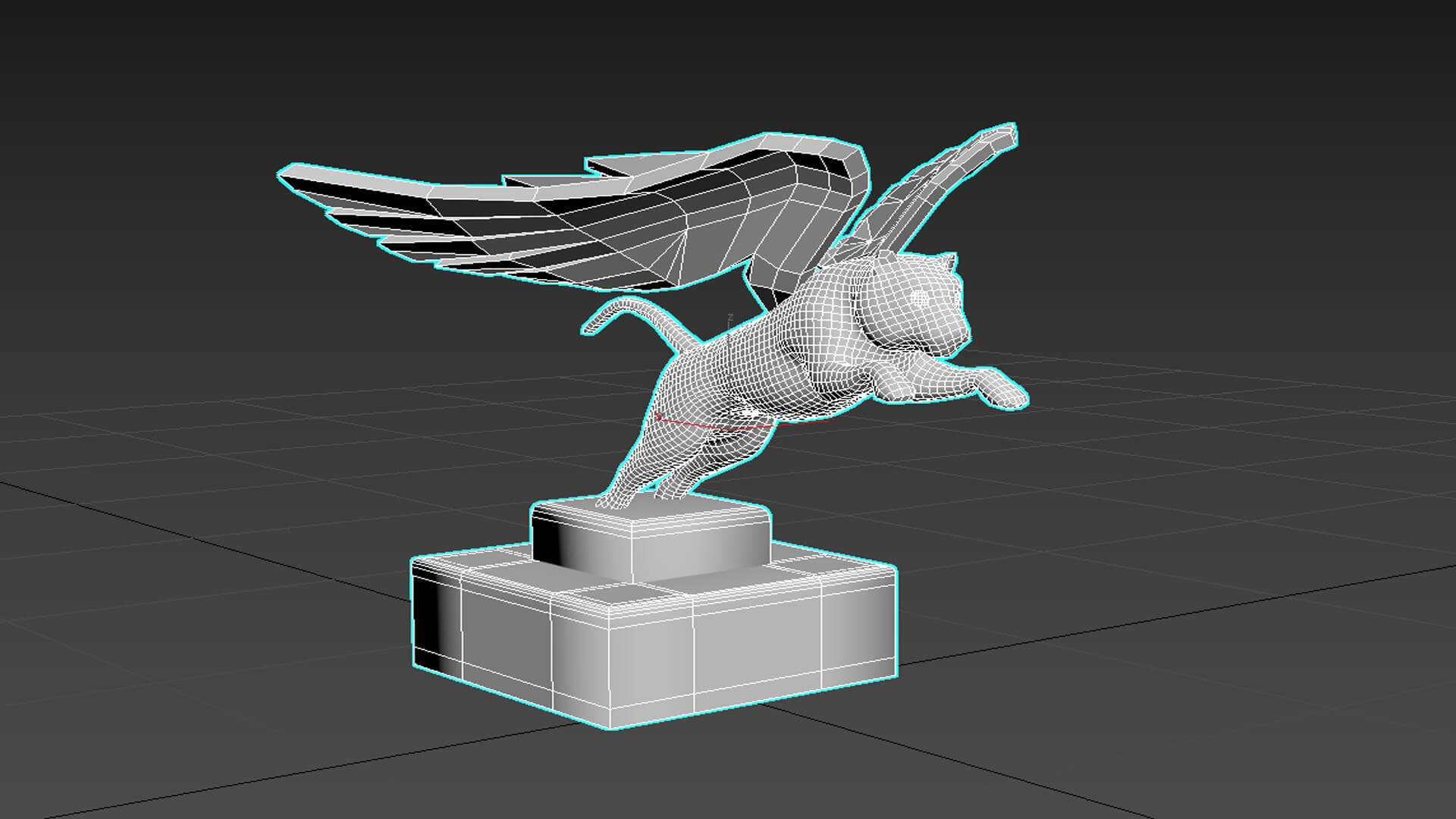Winged Leopard Statue Low Poly 3D Model by omer kamal