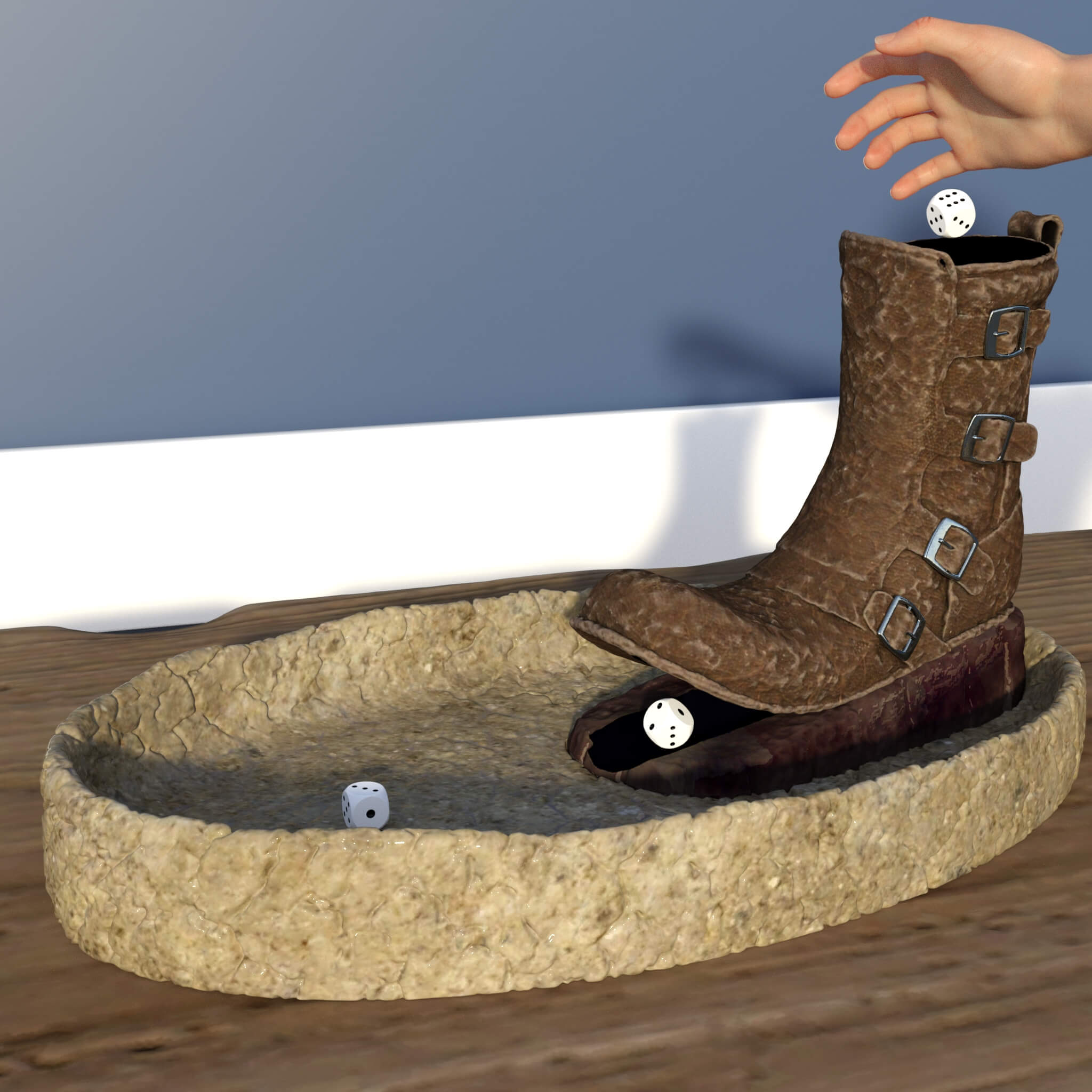 Boot-Shaped Dice Tower Daz Content by Omni-Moulage