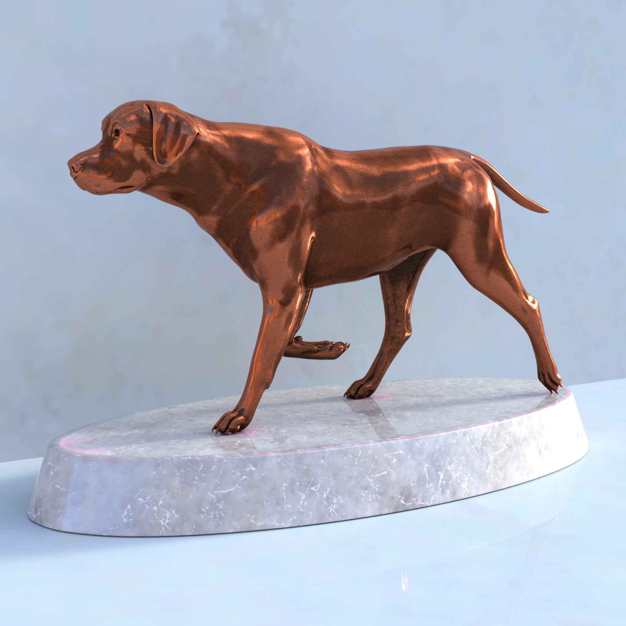 Bronze Dog on Stone Base - Daz Content by Omni-Moulage