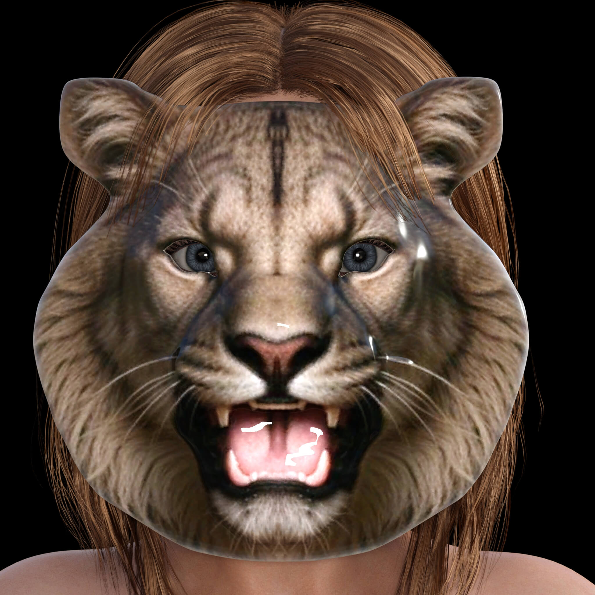 Textured Lion Head Mask - Daz Content by Omni-Moulage