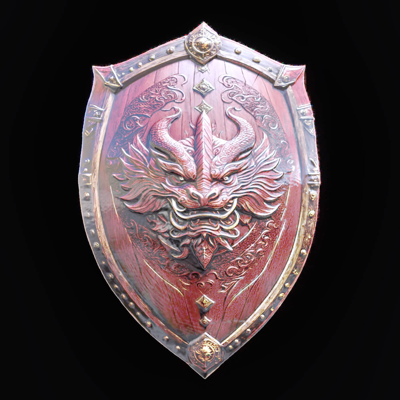Medieval Dragon Red Shield - Daz Content by Omni-Moulage
