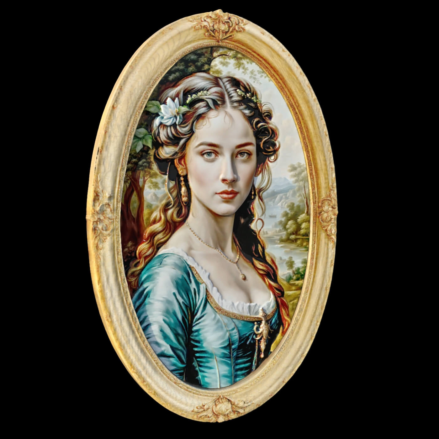 Painting of a Woman in an Oval Frame - Daz Content by Omni-Moulage