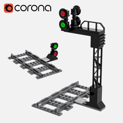 Lego Train Construction Traffic Lights - 3D Model by ONModels