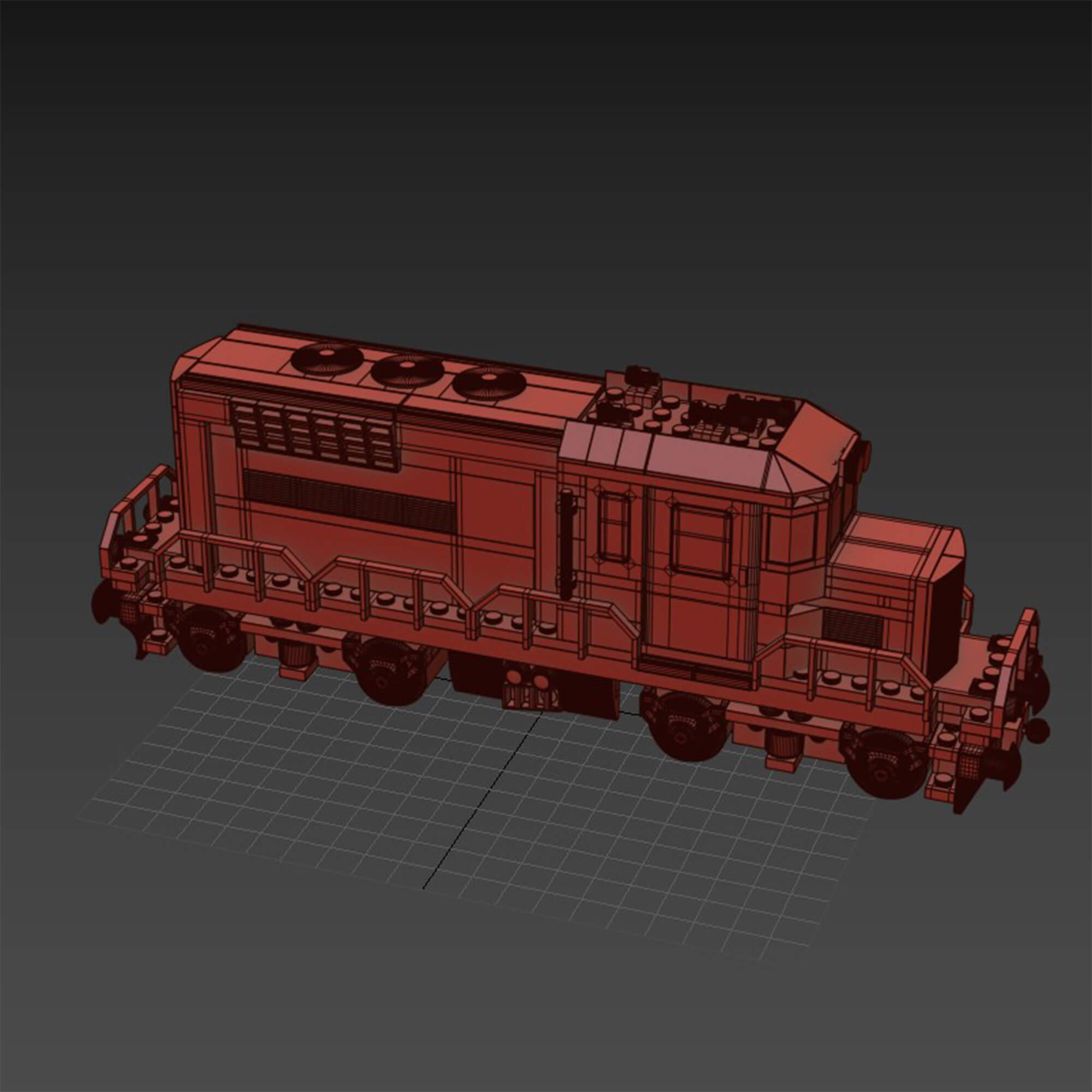 Train Lego Locomotive Red - 3D Model by ONModels