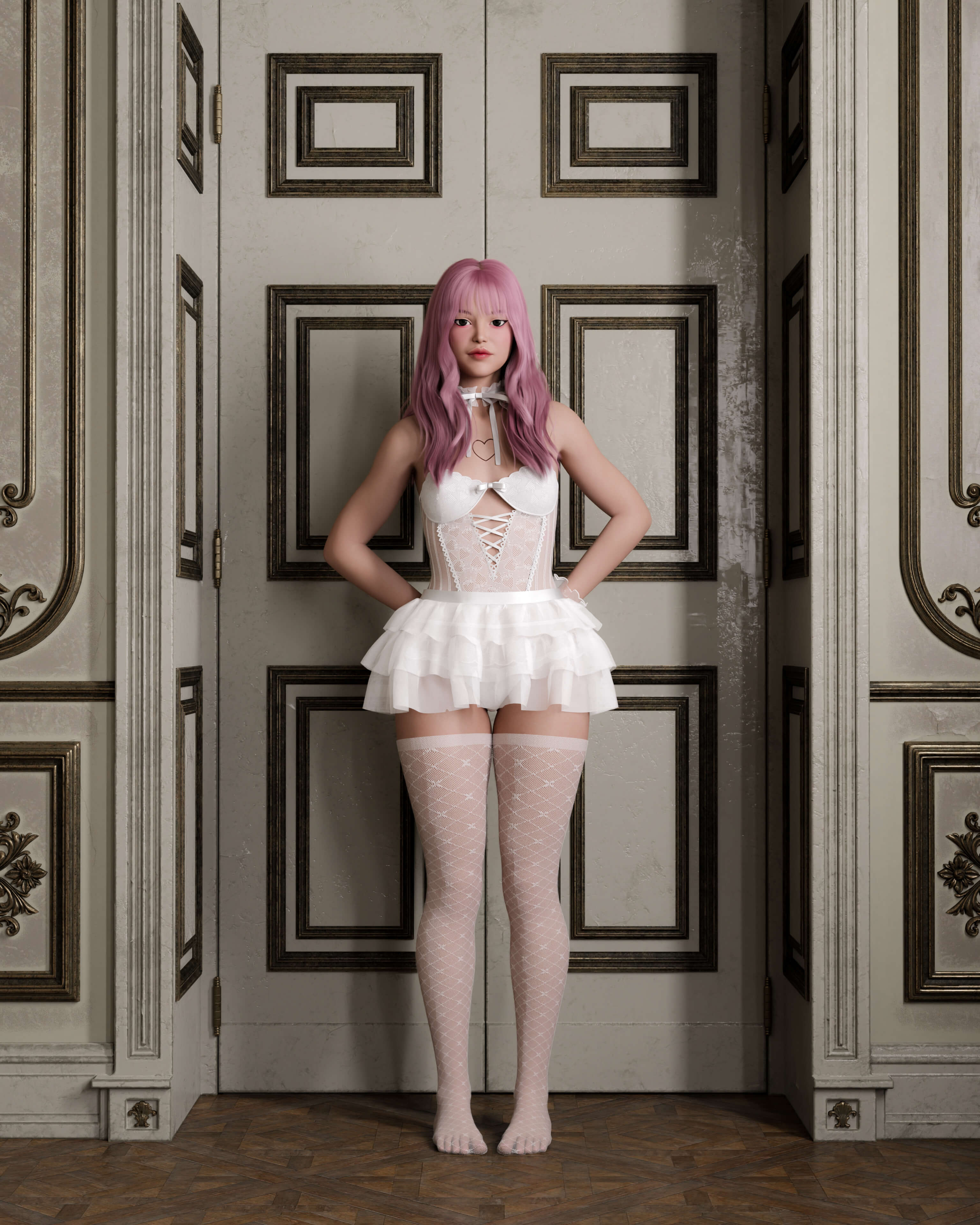 rococo hallway 3D Render, Digital Art by oomphy