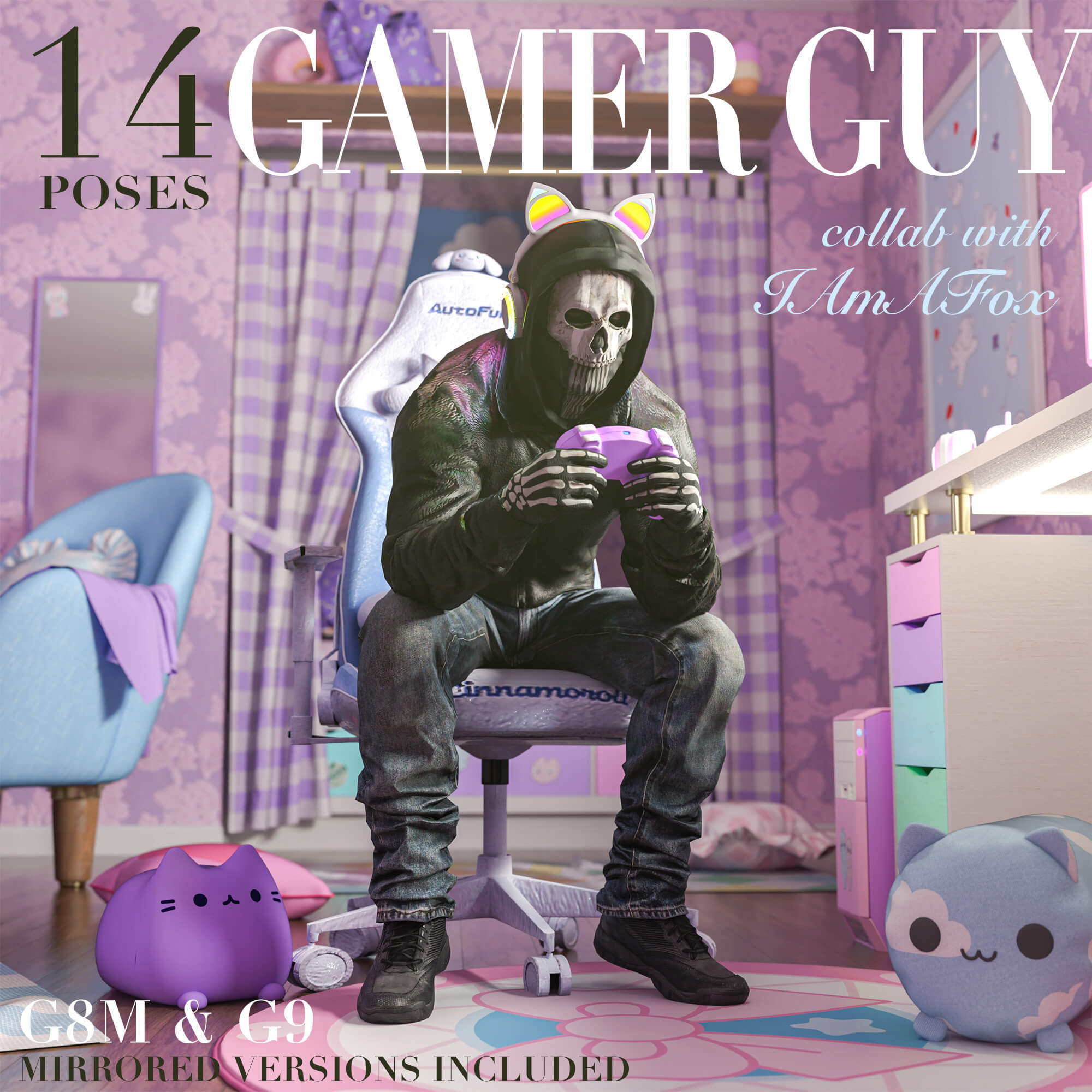 Gamer Guy Collab Pose Pack for G8M & G9 - Daz Content by oomphy