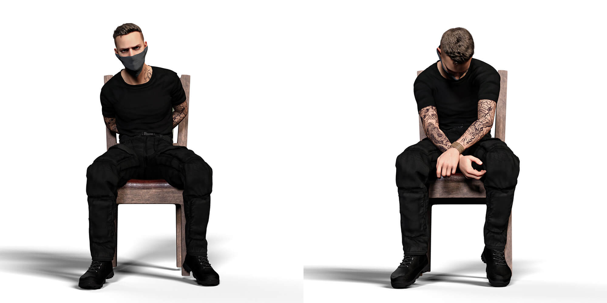 Hostage Pose Pack for G8M - Daz Content by oomphy