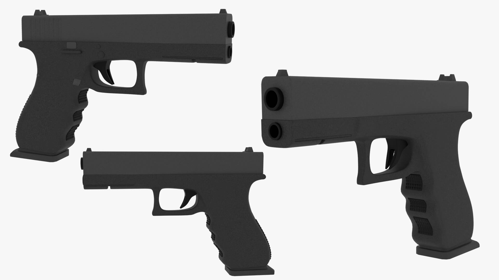 9mm Pistol 3D Model Game and Animation Ready Handgun Ass