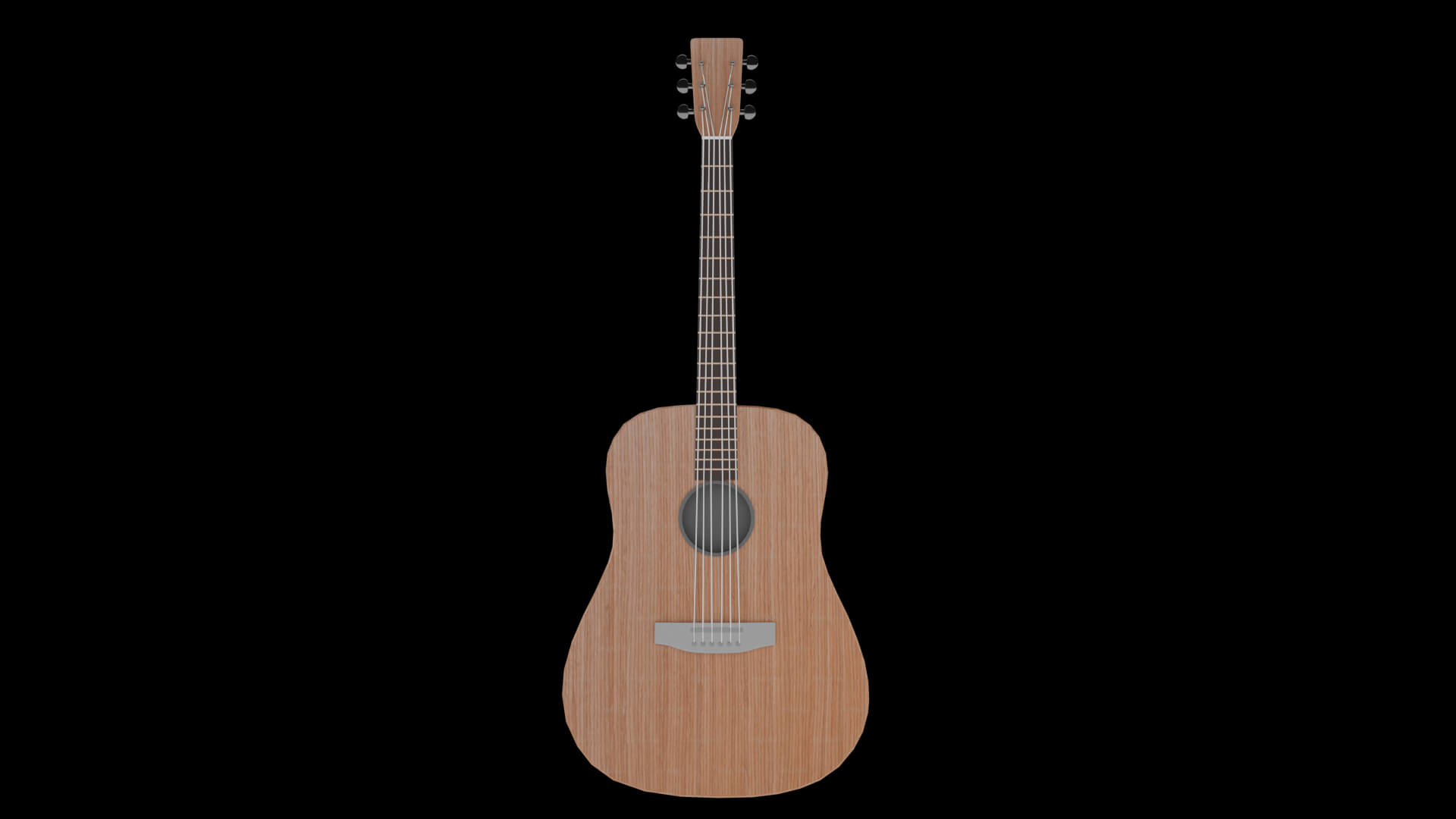Acoustic Wooden Guitar Realistic Low-Poly Music Prop 3D Render