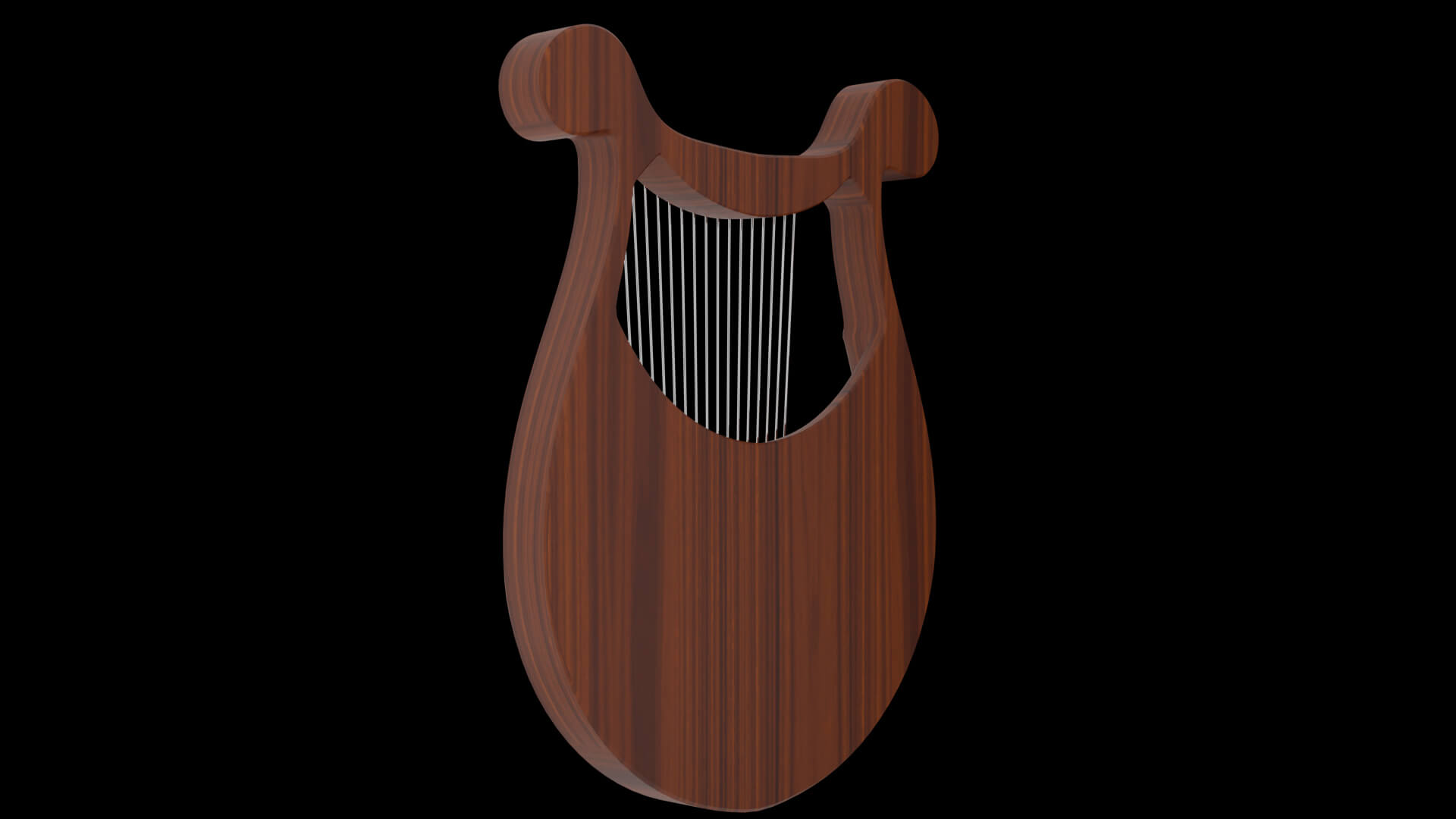 Ancient Lyre 3D Model Wooden String Instrument for 3D Render