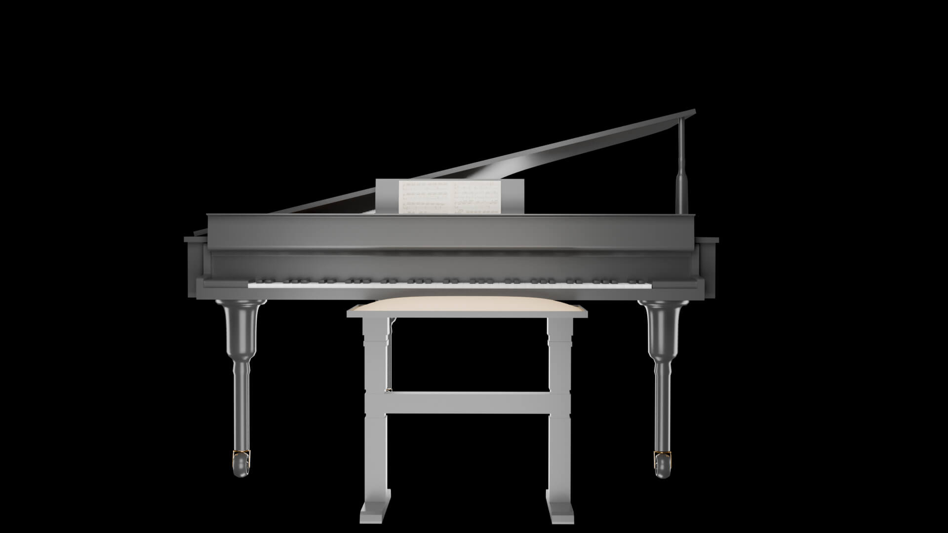 Grand Piano 3D Model High-Quality Blender + CC4 Asset 3D Render