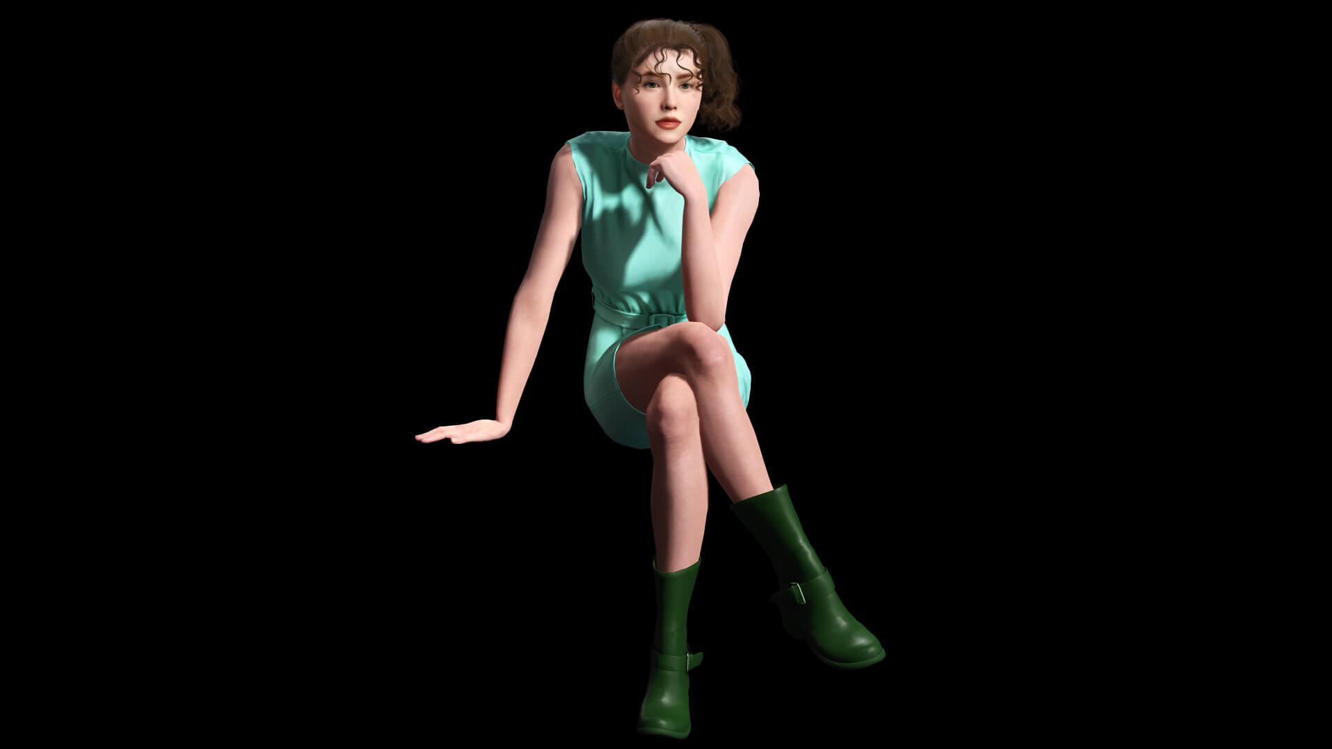 High Quality Female Character Light Blue Dress 3D Model 3D Render