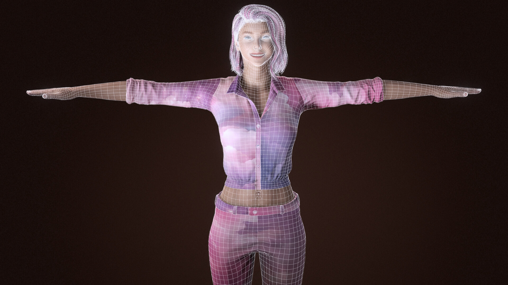 Stylish Female 3D Character – Cloud-Themed Outfit, Pin by OpChampion3d