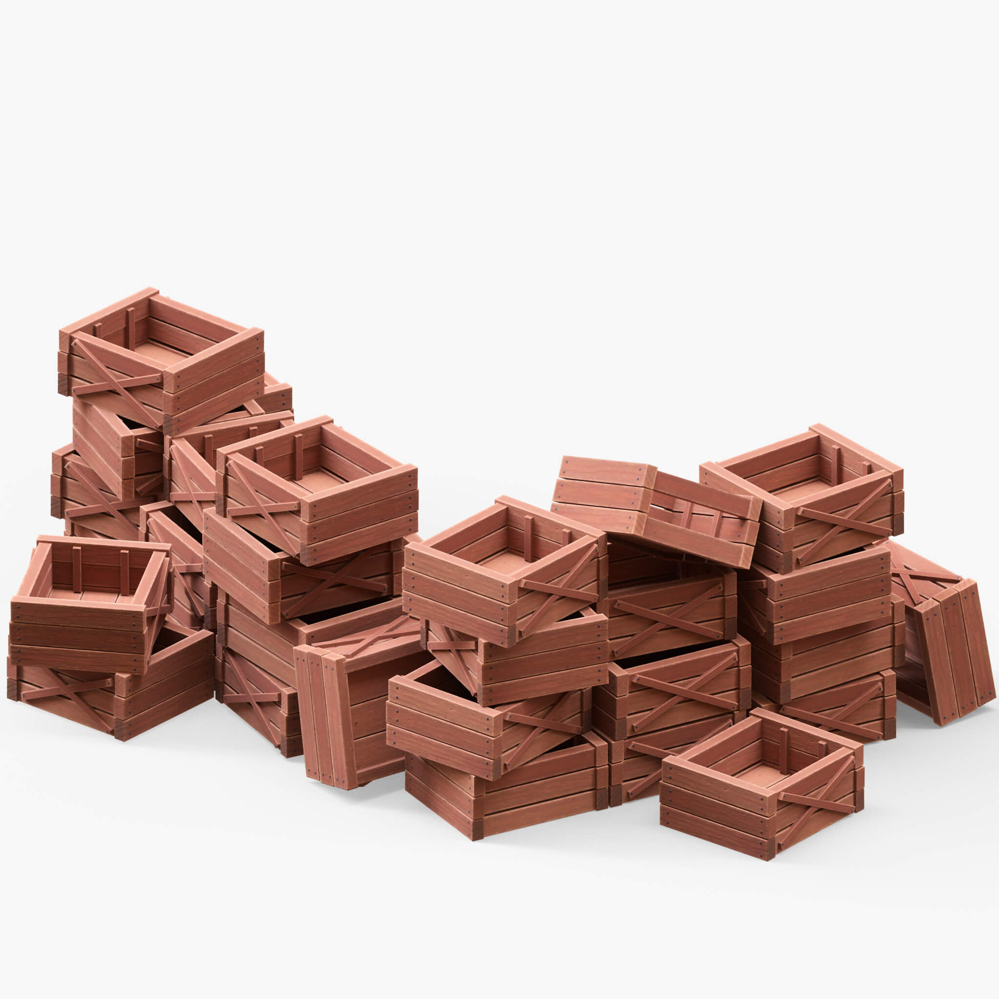 Wooden Boxes - 3D Model by orange3dart