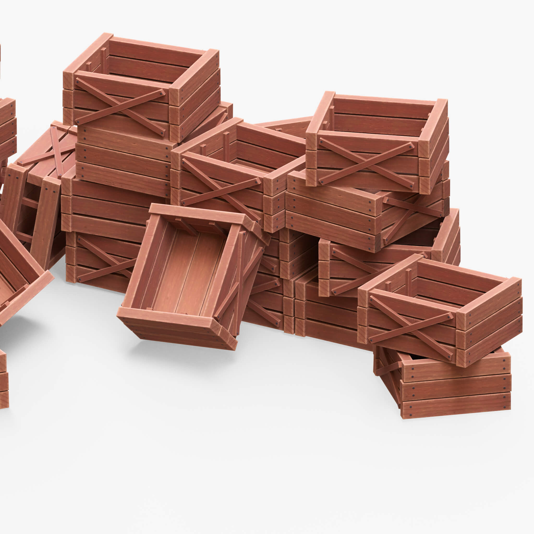 Wooden Boxes - 3D Model by orange3dart
