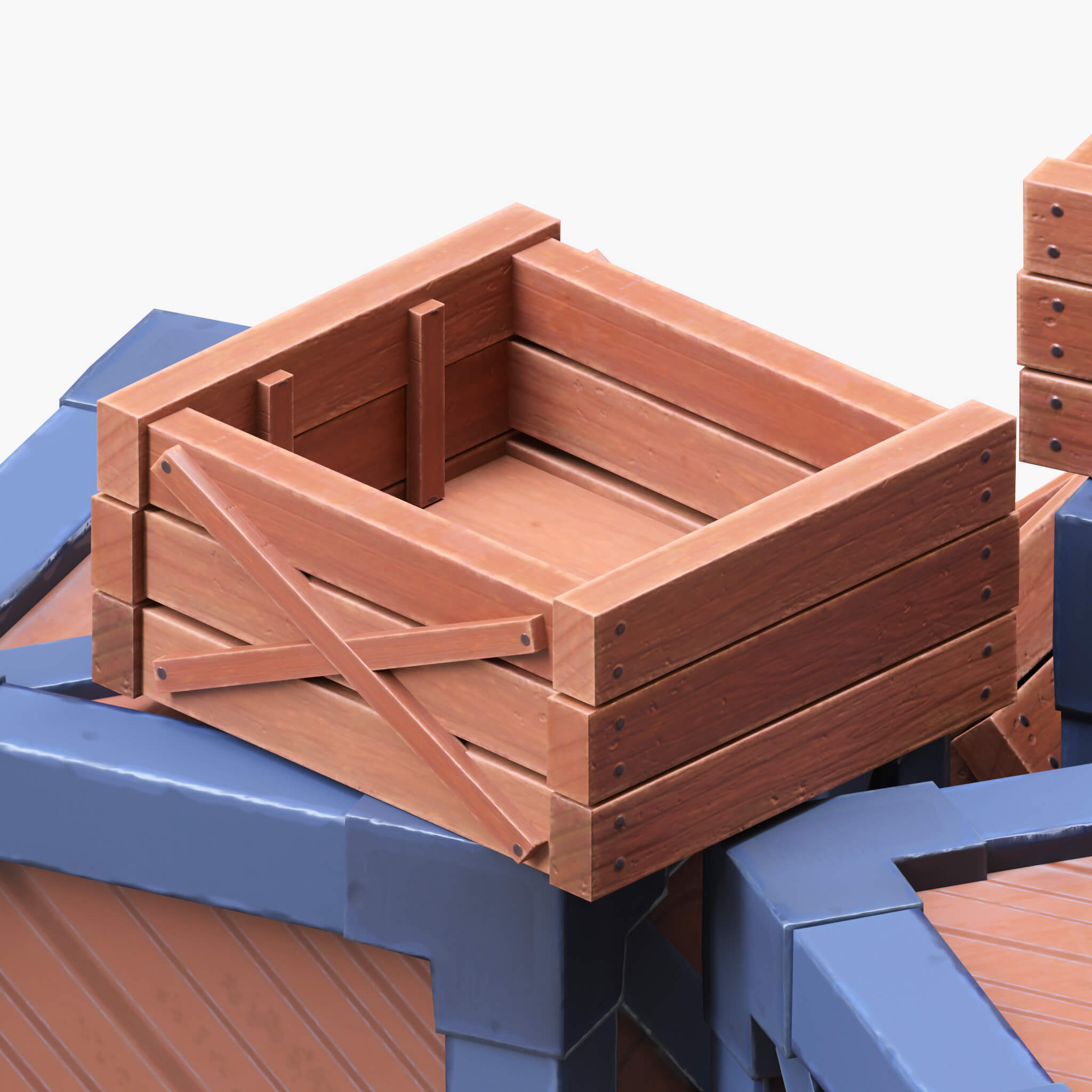 Stylized Wooden Boxes - 3D Model by orange3dart