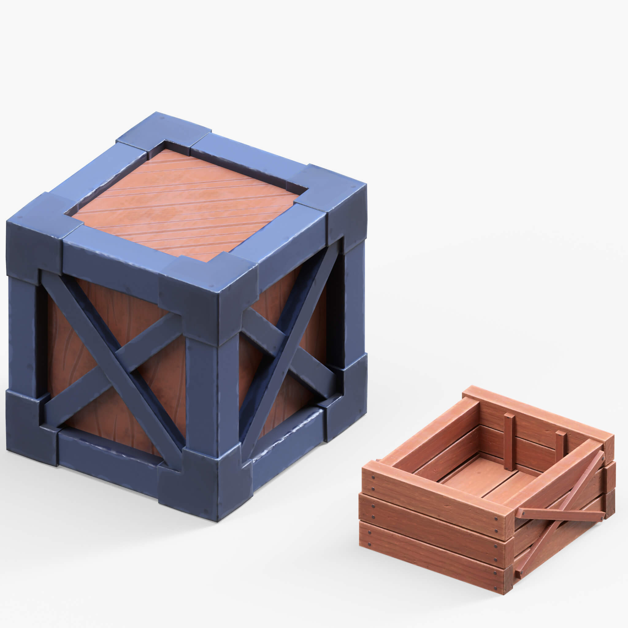 Stylized Wooden Boxes - 3D Model by orange3dart