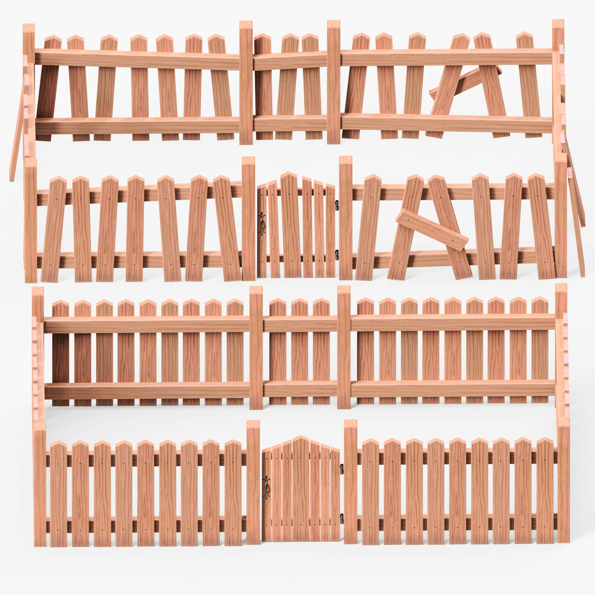 Wooden Fence - 3D Model by orange3dart