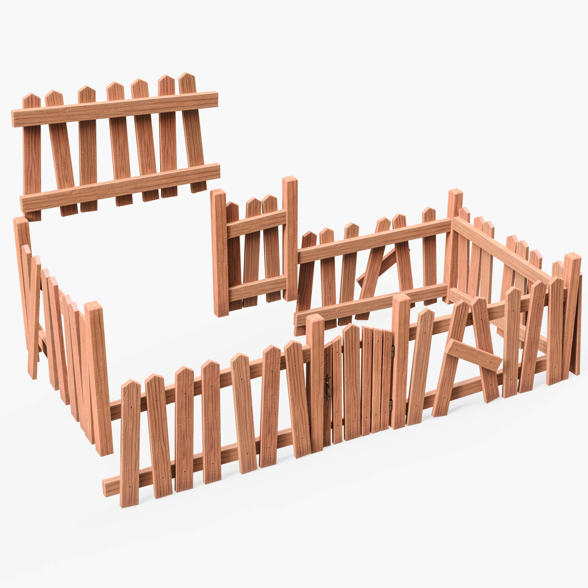 Wooden Fence - 3D Model by orange3dart