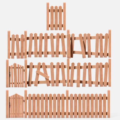 Wooden Fence - 3D Model by orange3dart