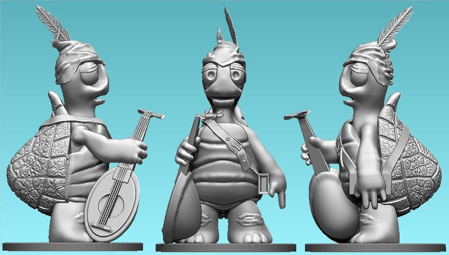 Turtle Cecil The Bard - 3D Print Model by Otaviano