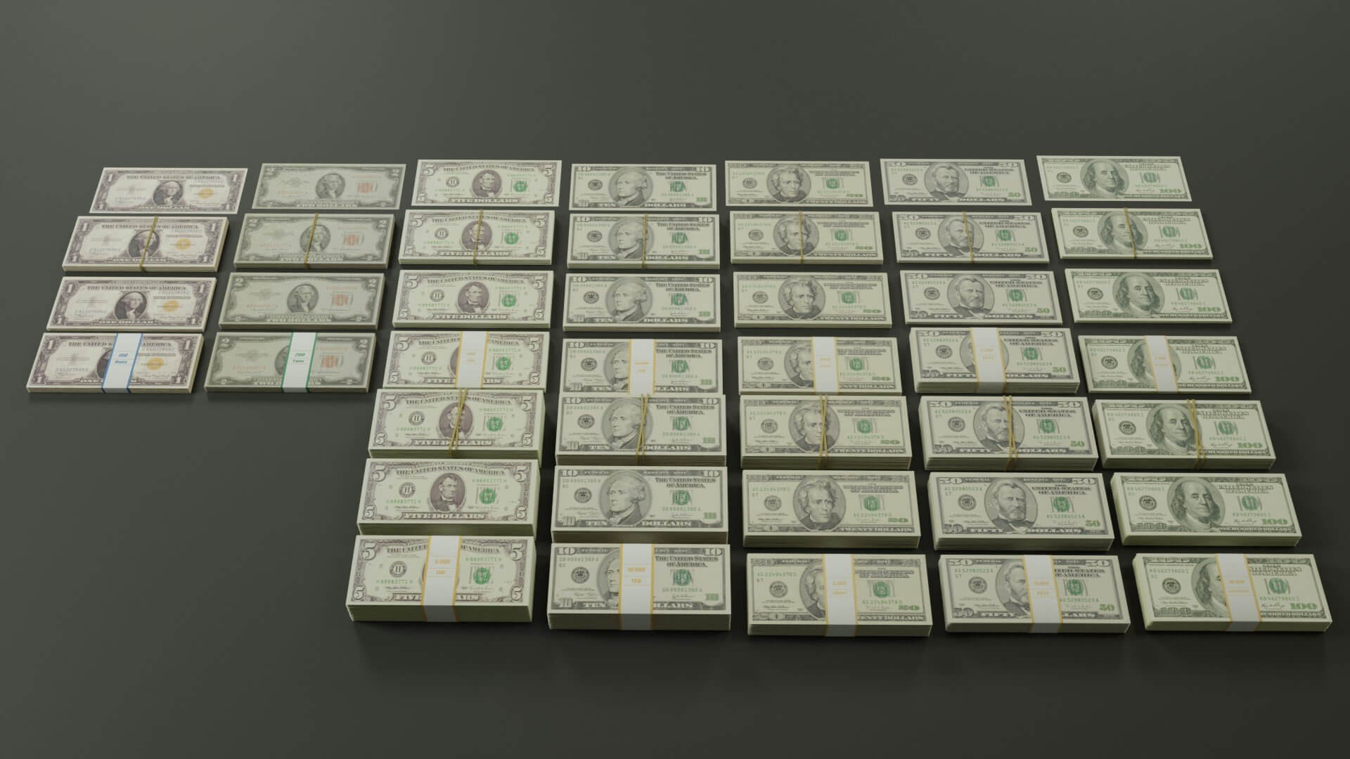 Set of American Dollars - 3D Model by Ottto3d