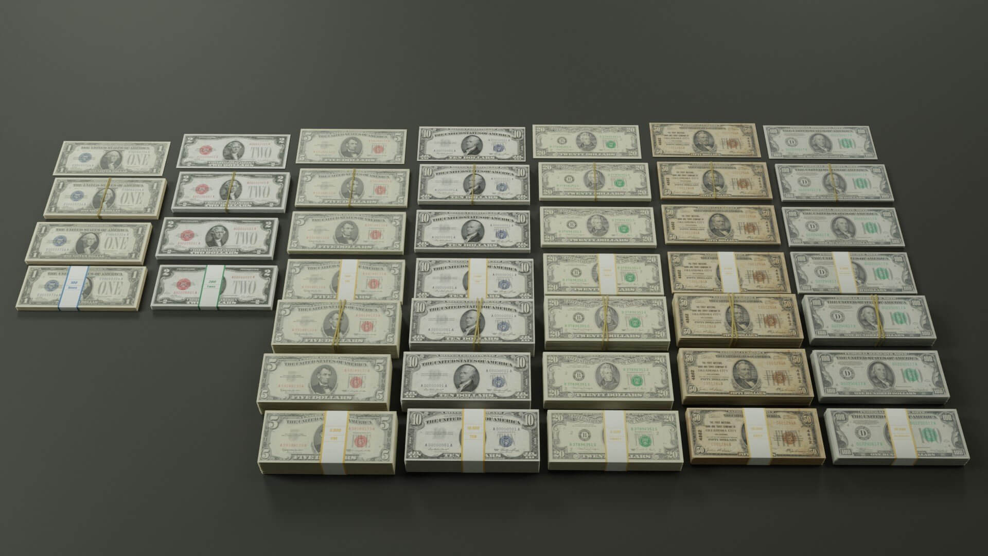 Set of American Dollars - 3D Model by Ottto3d