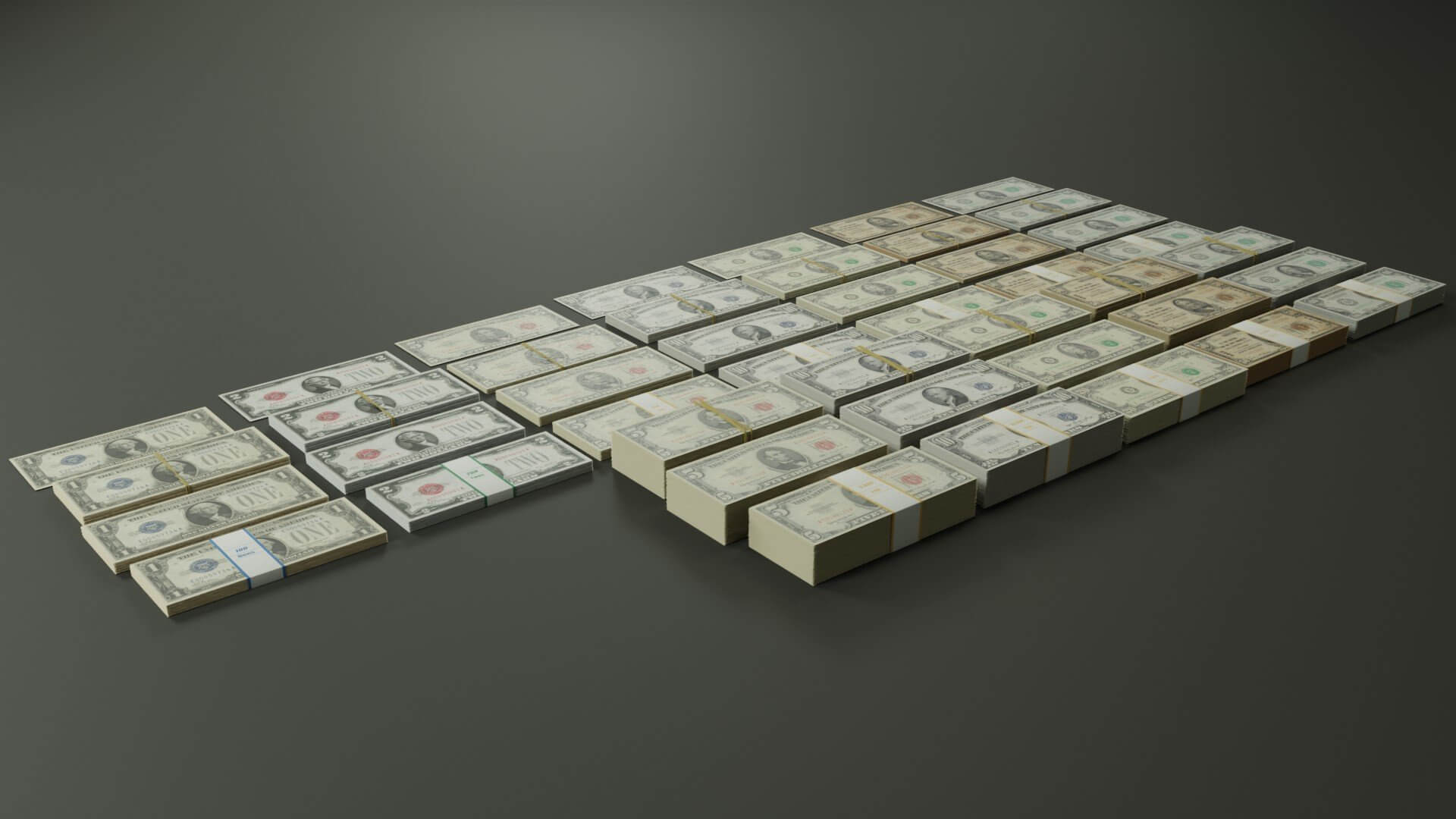 Set of American Dollars - 3D Model by Ottto3d