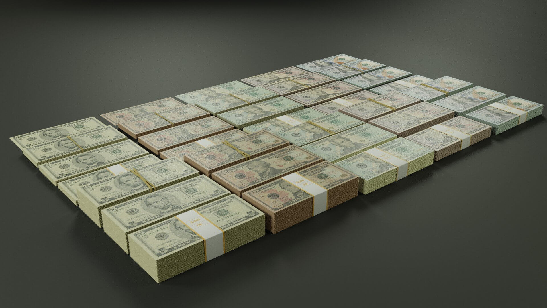 Set of American Dollars - 3D Model by Ottto3d