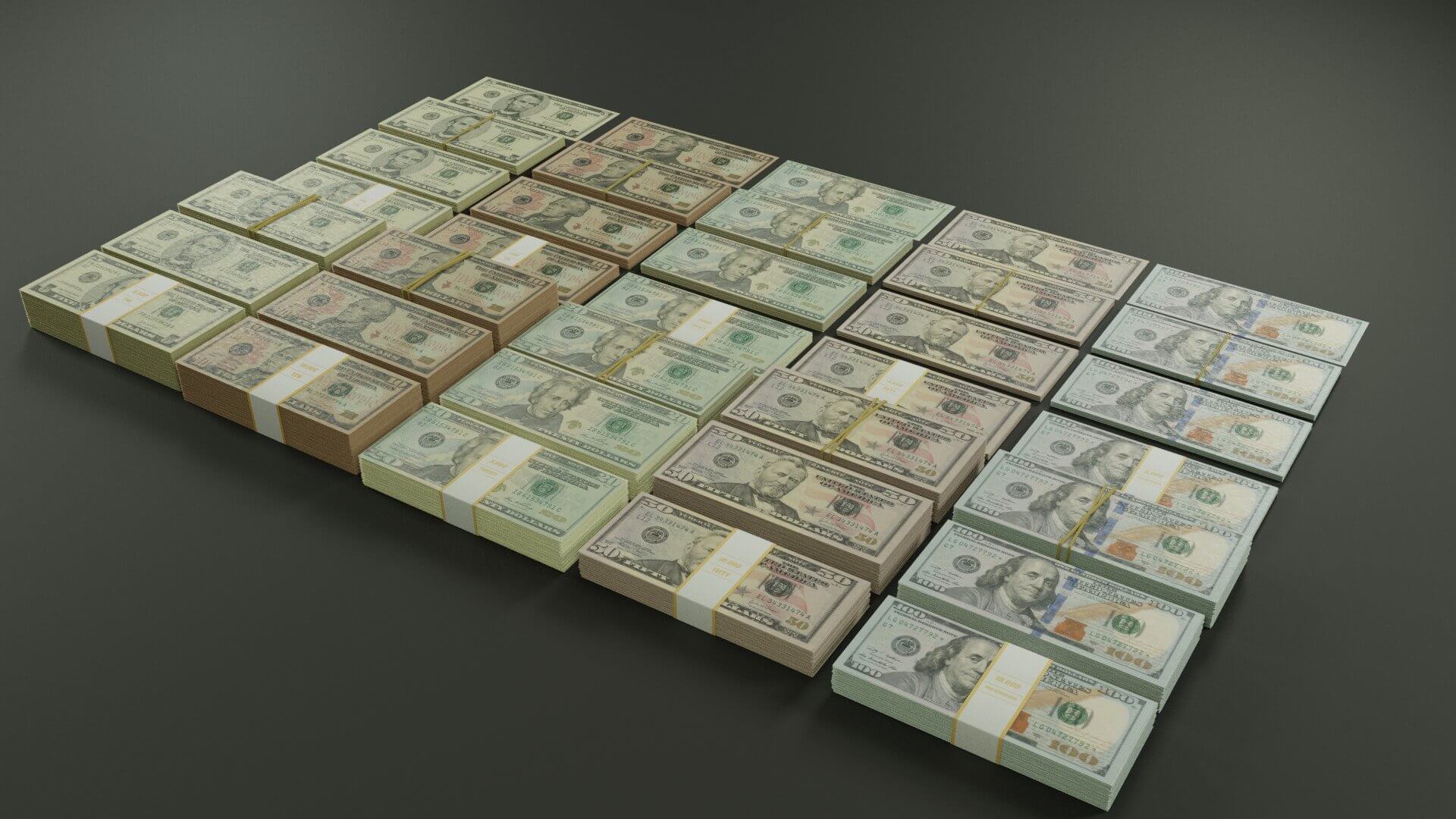 Set of American Dollars - 3D Model by Ottto3d