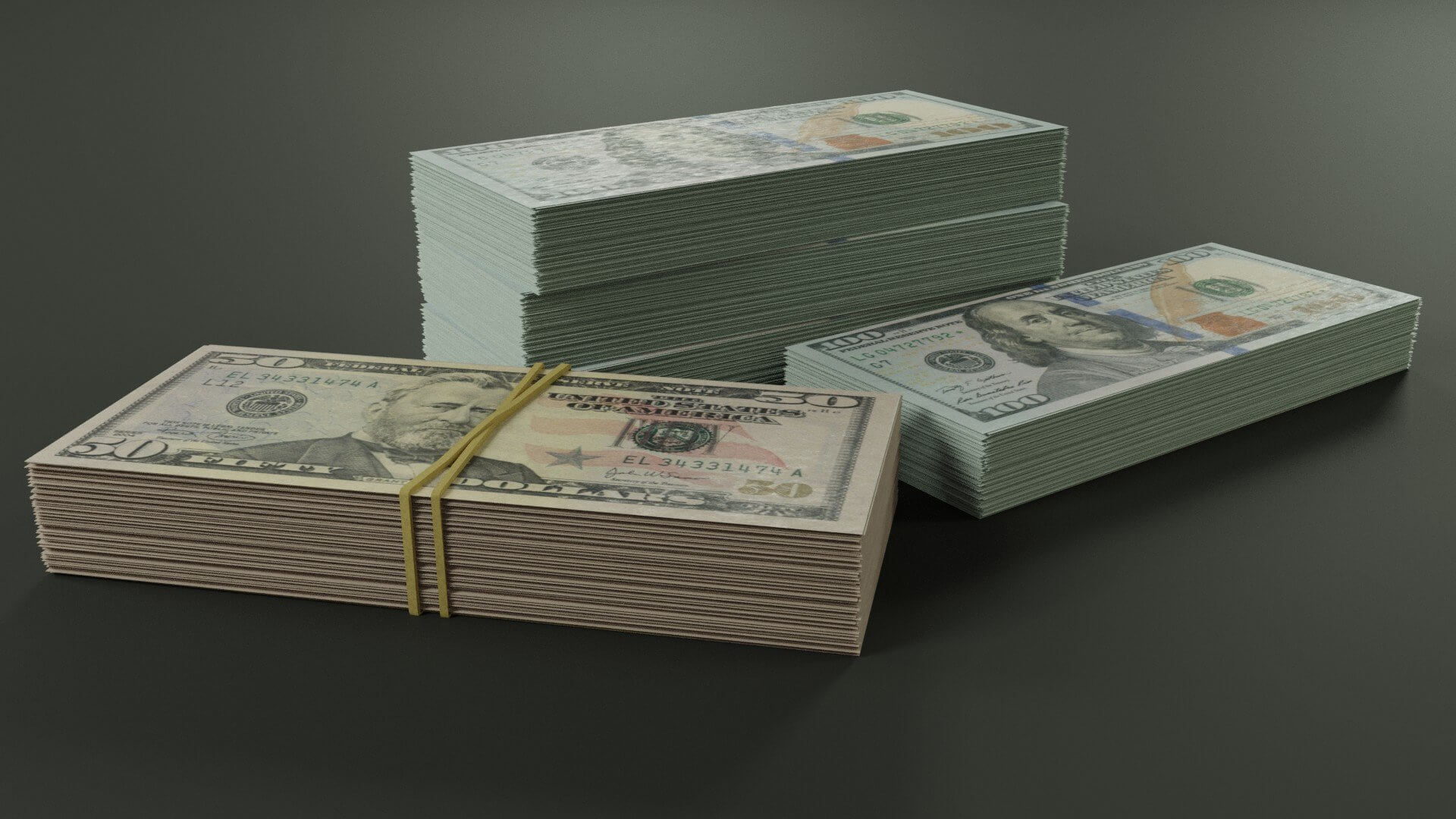 Set of American Dollars - 3D Model by Ottto3d