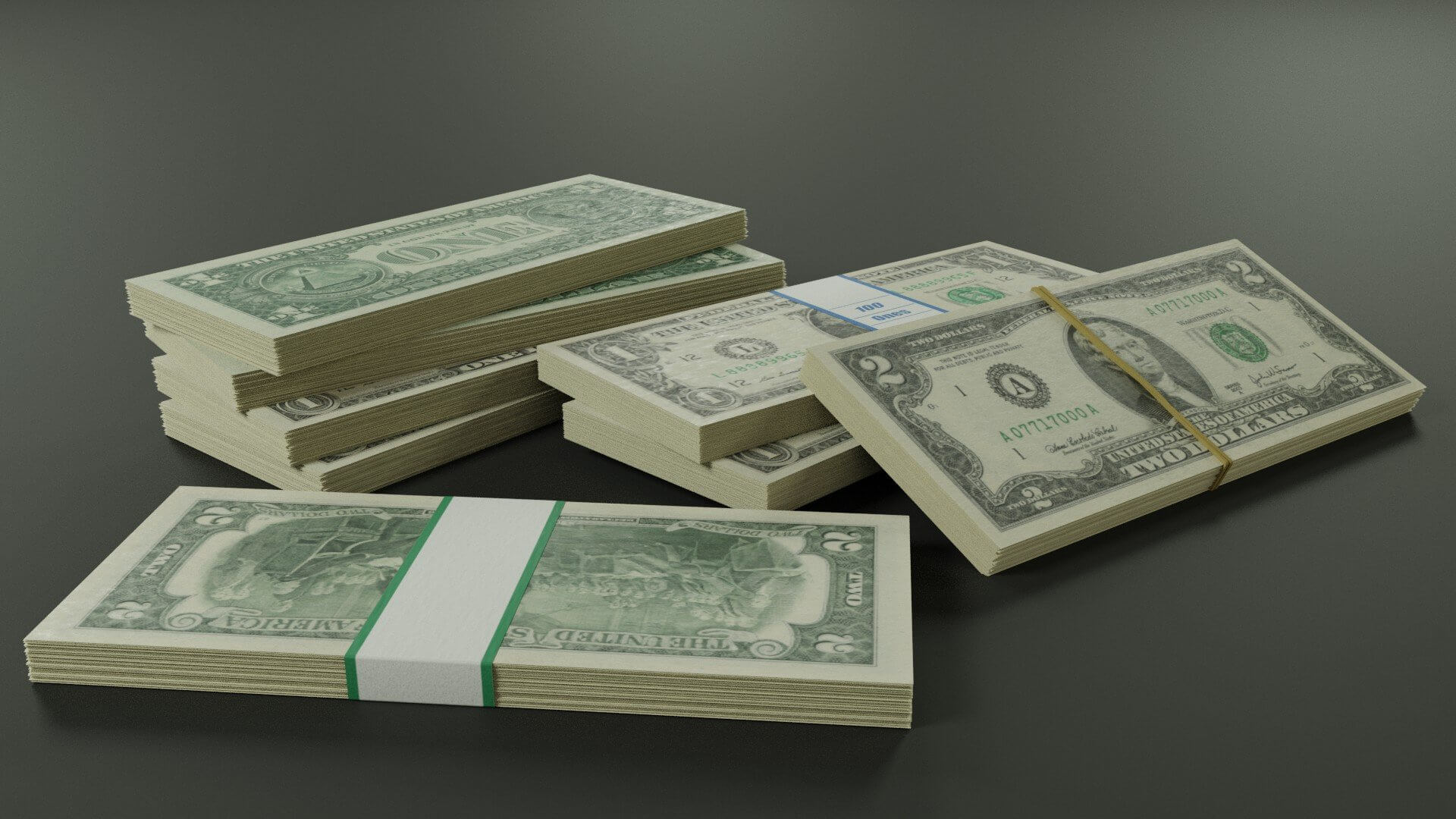Set of American Dollars - 3D Model by Ottto3d
