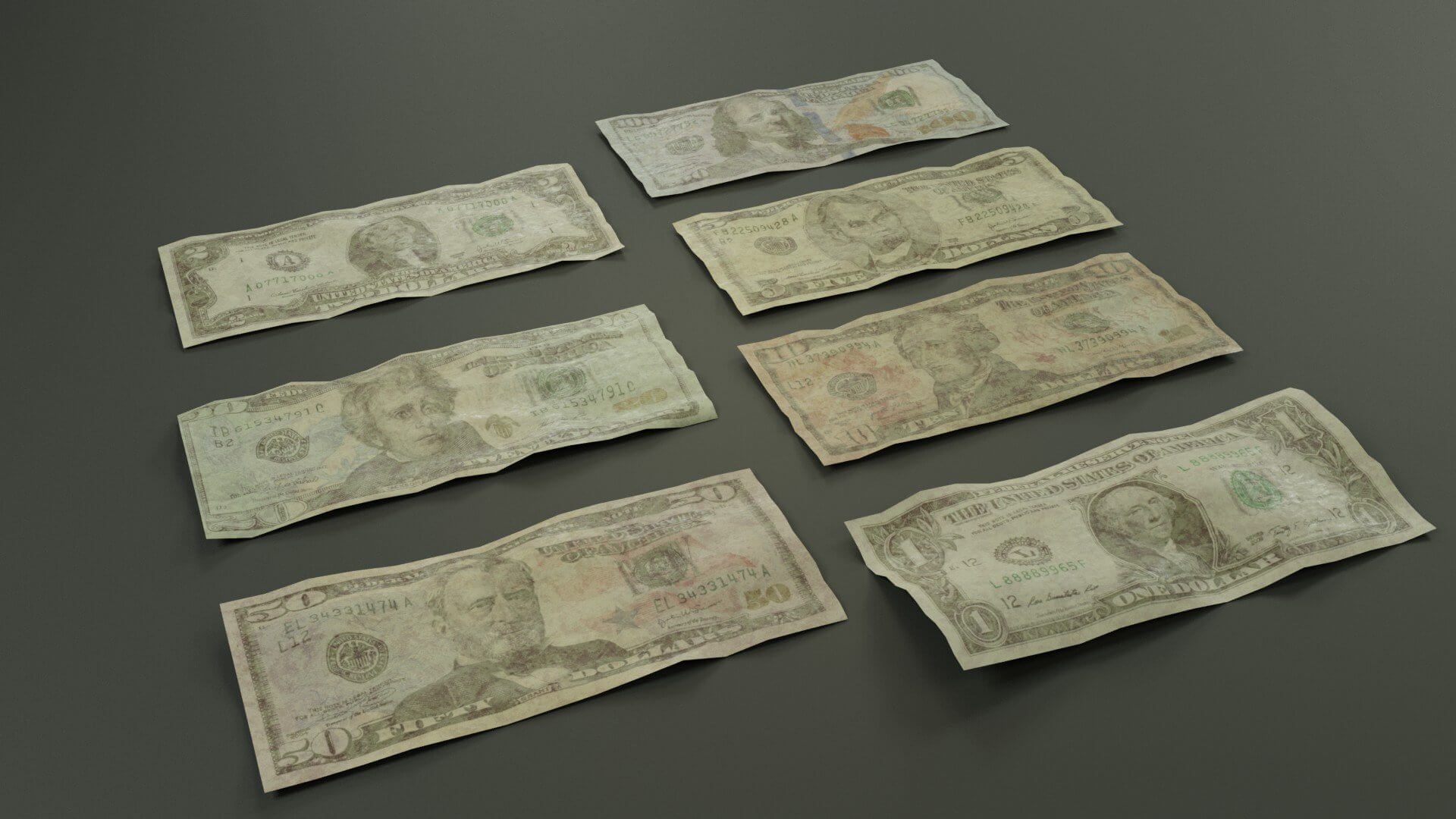 Set of American Dollars - 3D Model by Ottto3d