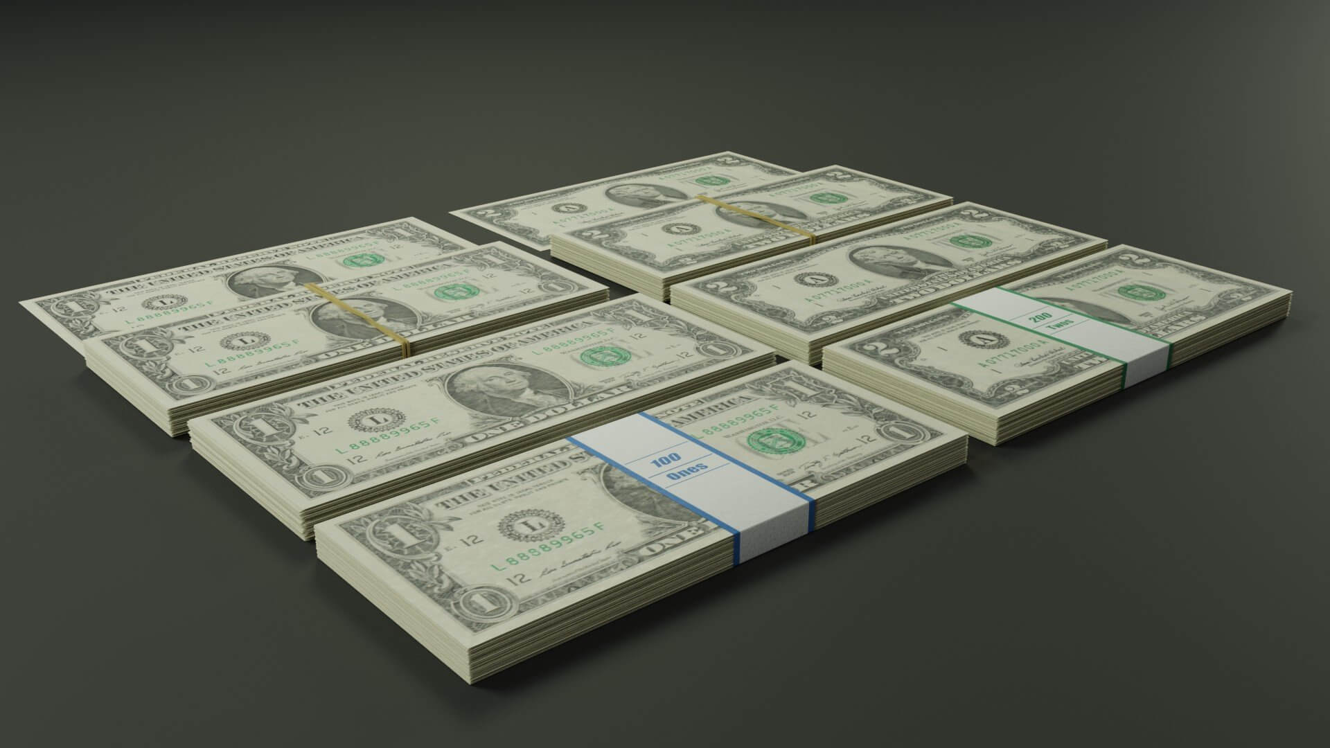 Set of American Dollars - 3D Model by Ottto3d
