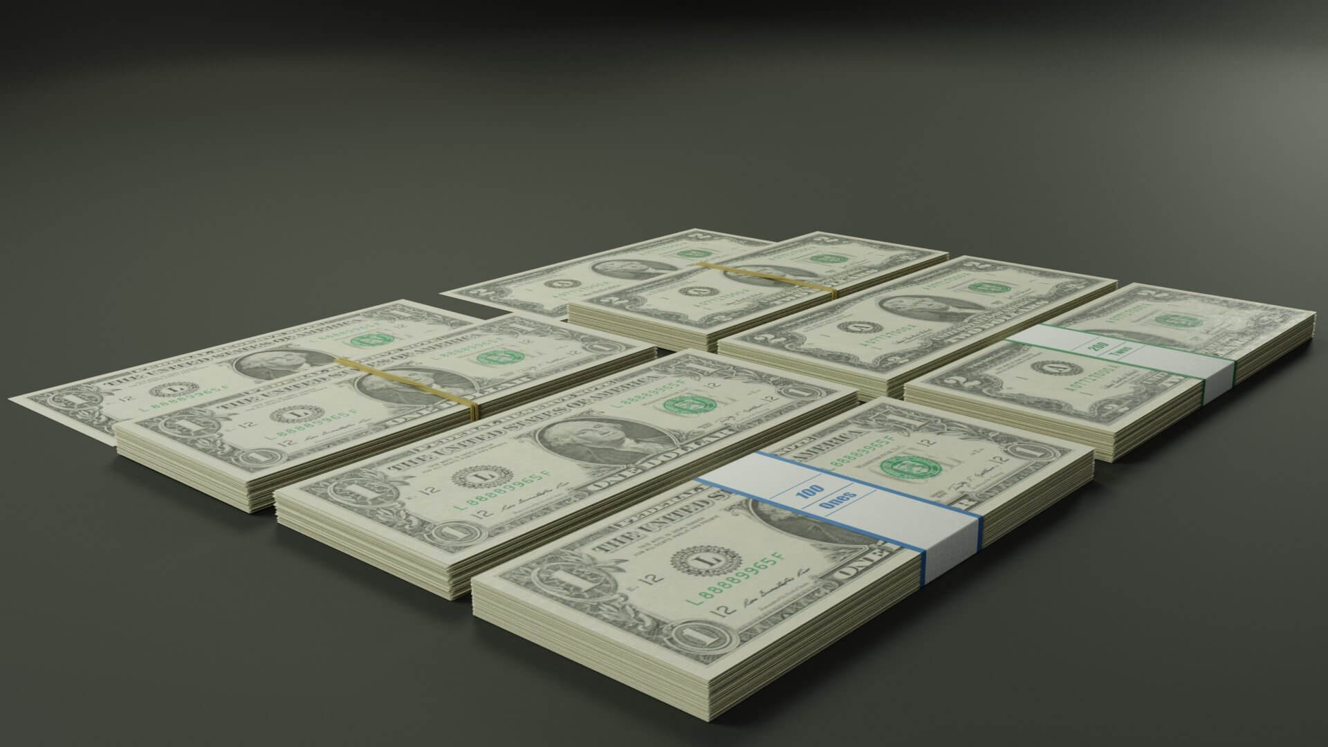Set of American Dollars - 3D Model by Ottto3d