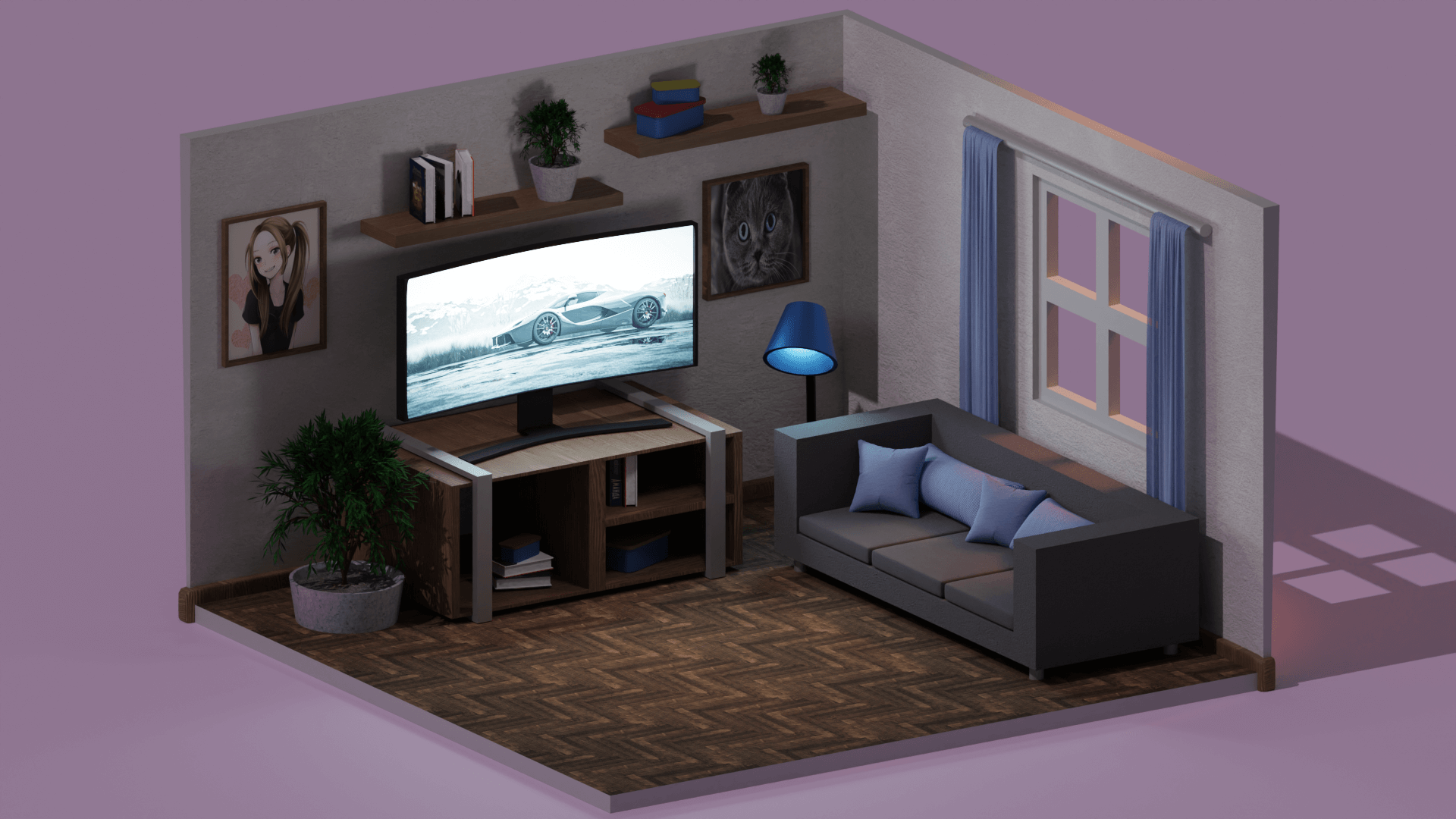 Rendered Illustration Of a Cozy Room 3D Render | RenderHub Gallery