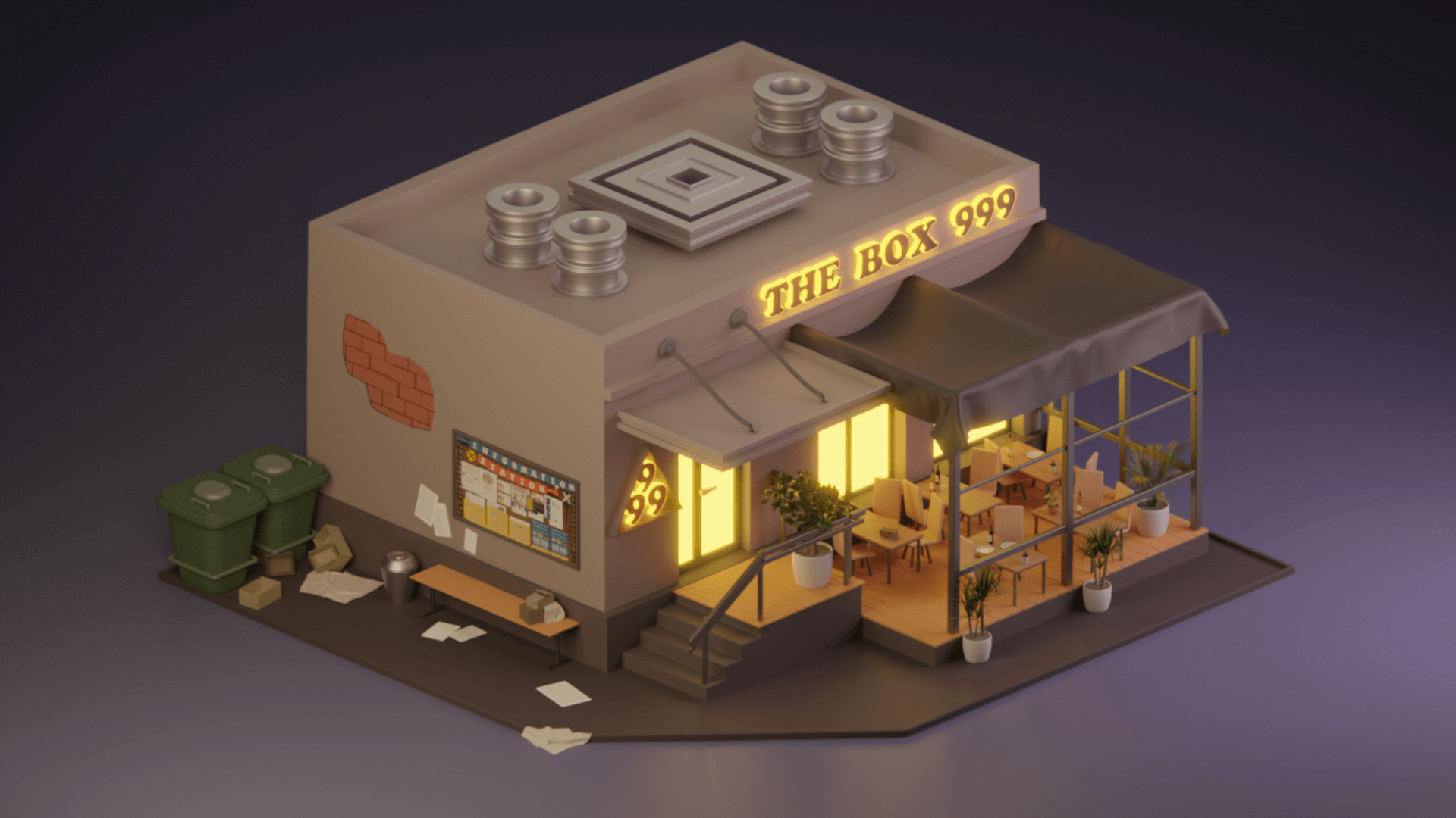 Rendered Illustration Of a Modern Restaurant 3D Render by Ottto3d