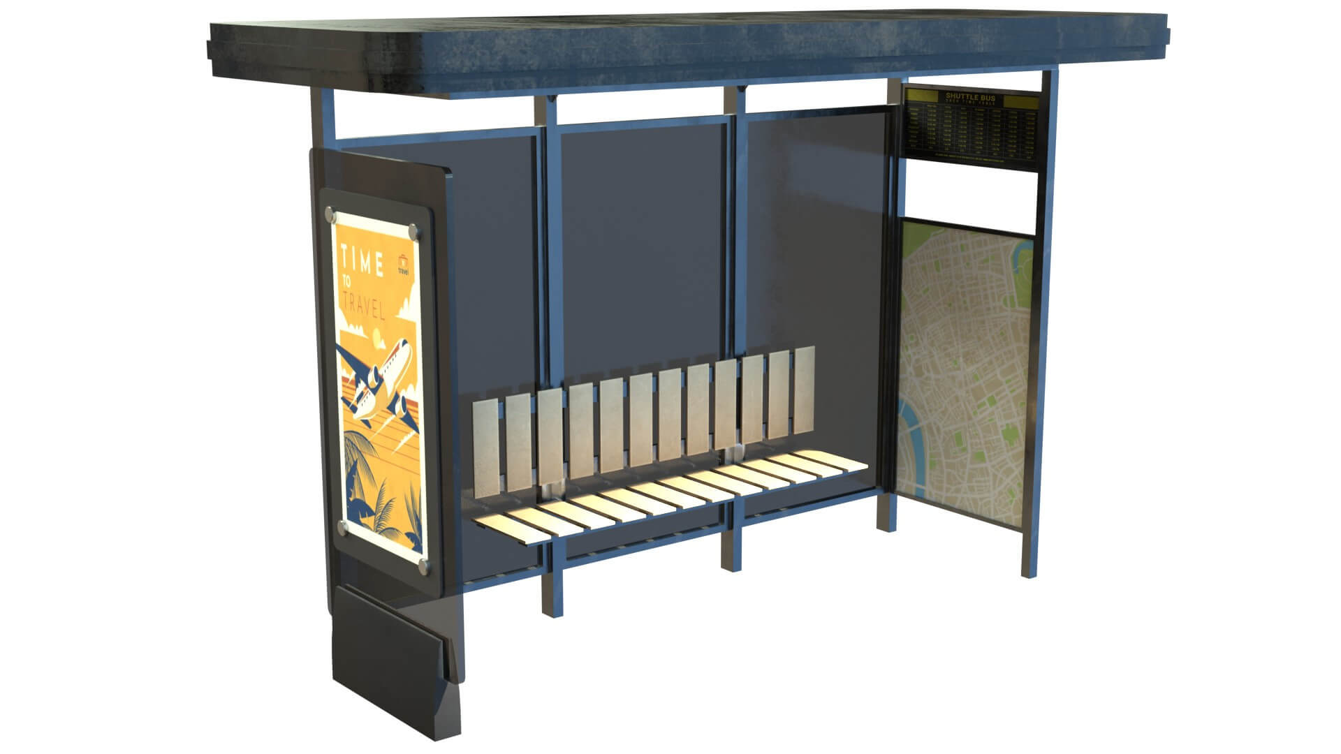 Modern Bus Stop Shelter - 3D Model by Ottto3d