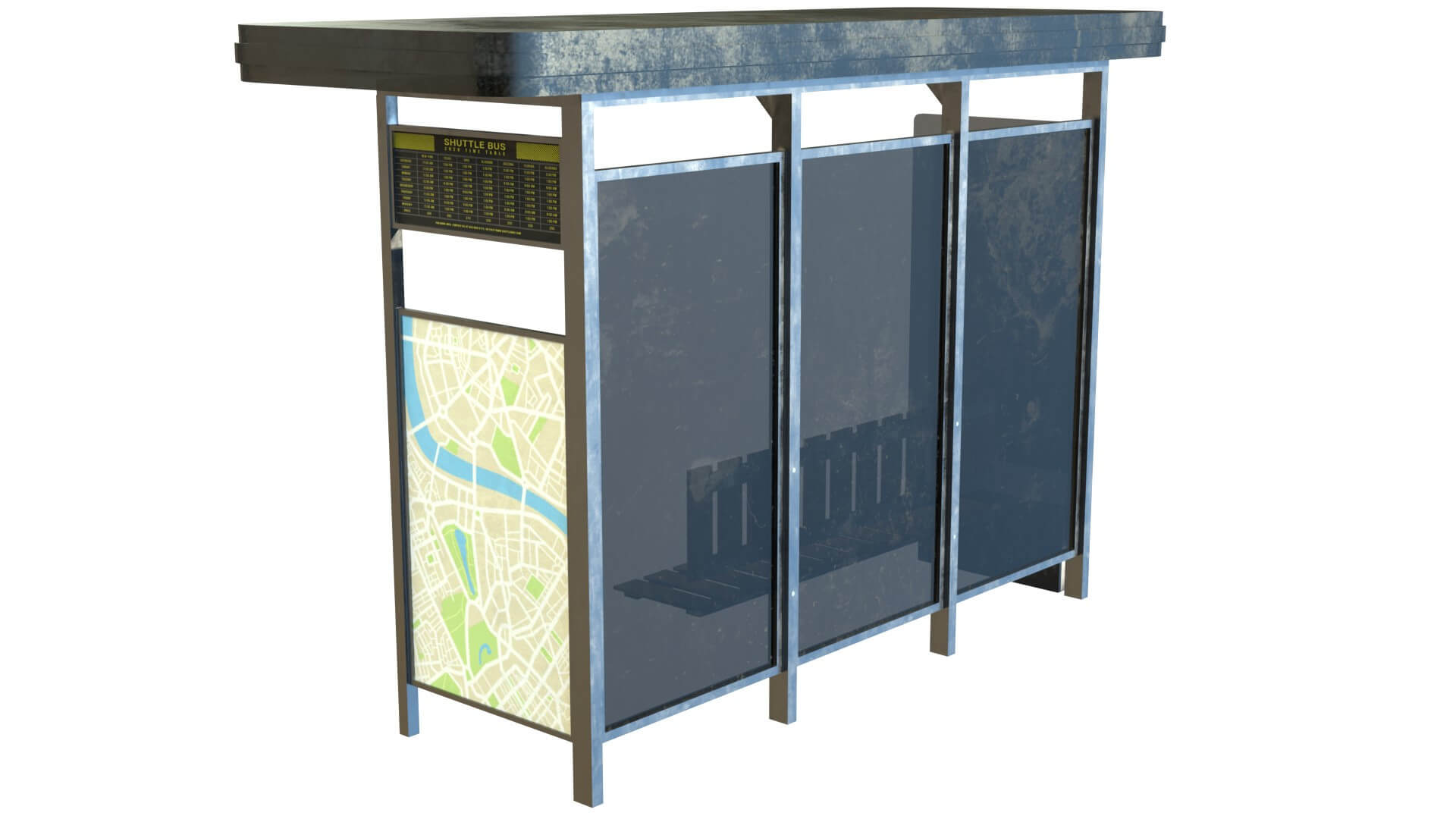 Modern Bus Stop Shelter - 3D Model by Ottto3d