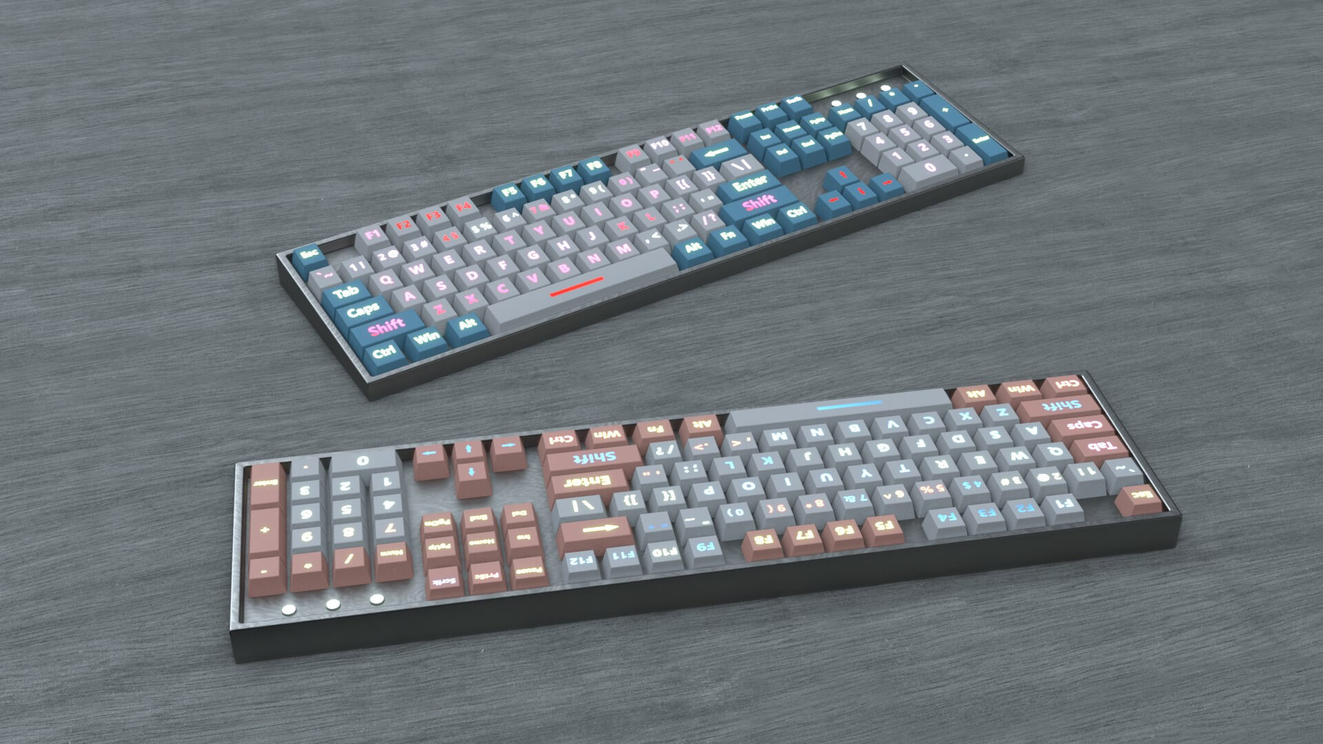 Pack of Detailed Low Poly Backlit Keyboards - 3D Model by Ottto3d