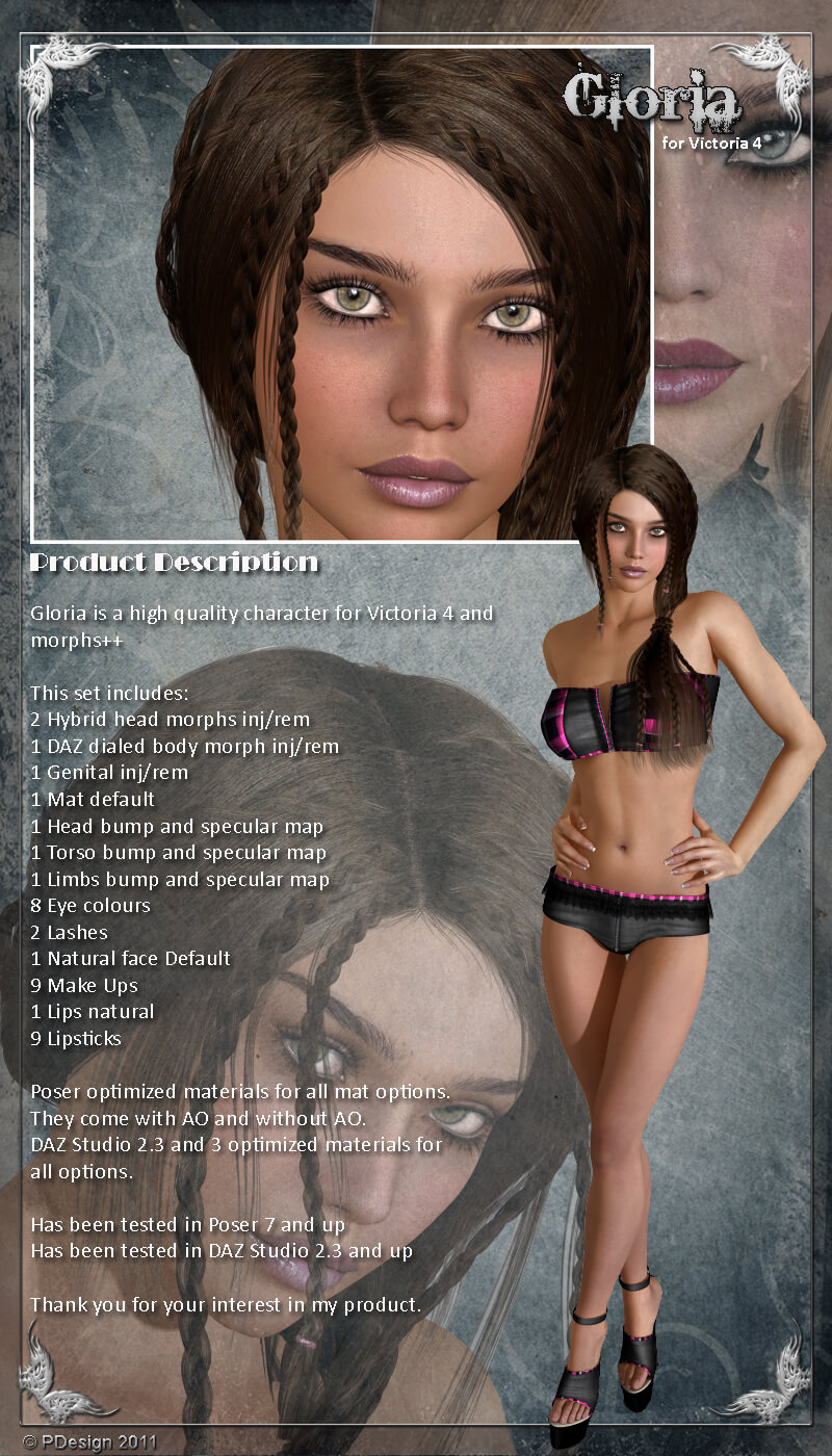 P3D Gloria for Victoria 4.2 - Daz Content by P3Design